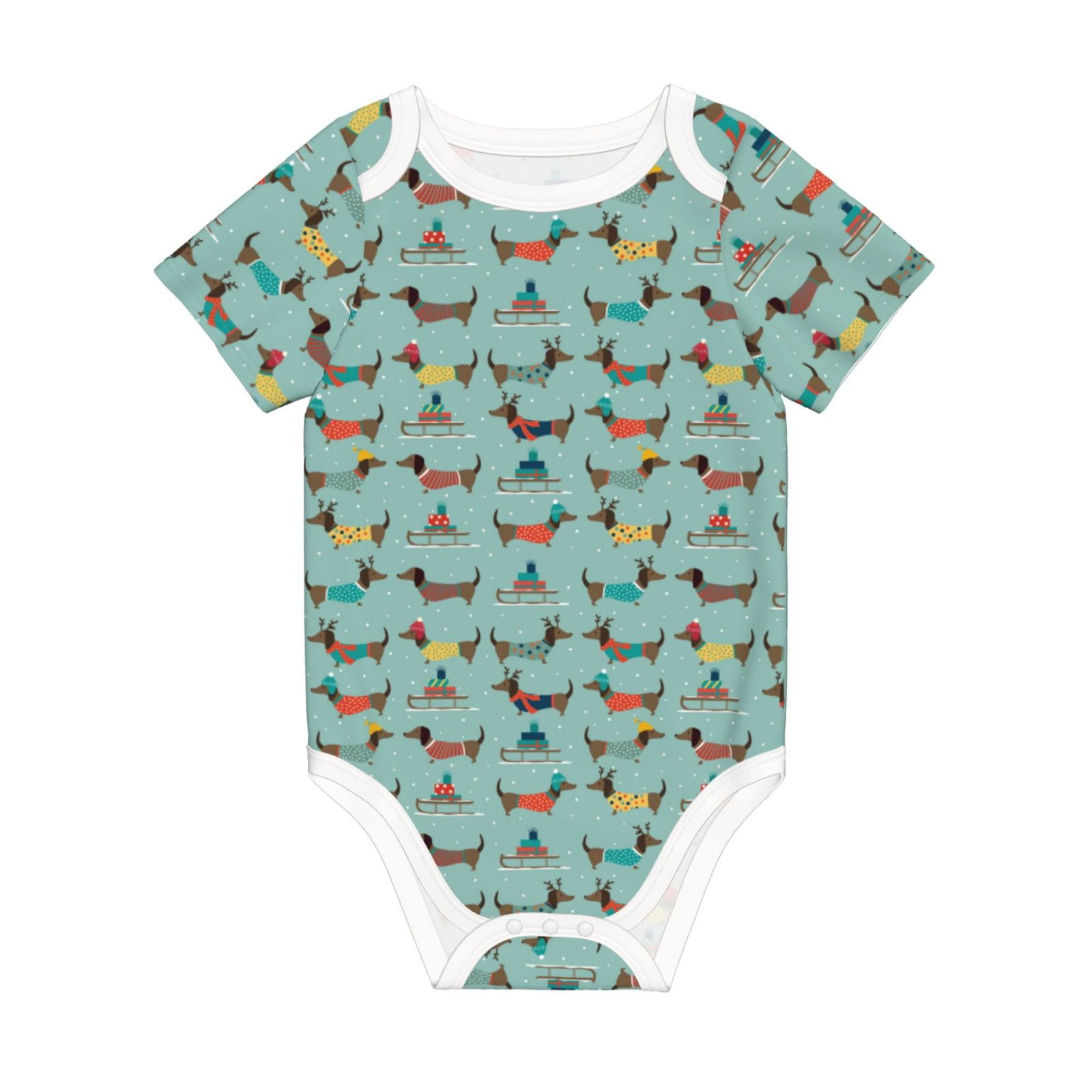 Daiia Dachshund Dog Puppy Printed Unisex-Baby Short Sleeve Onesies ...