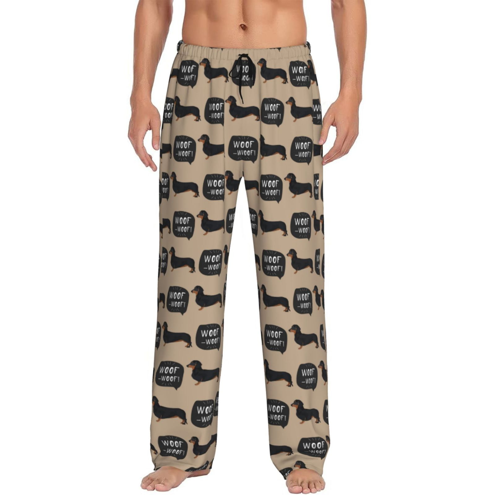 Daiia Dachshund Dog Woof Men's Sleep Pant with Pockets and Drawstring ...