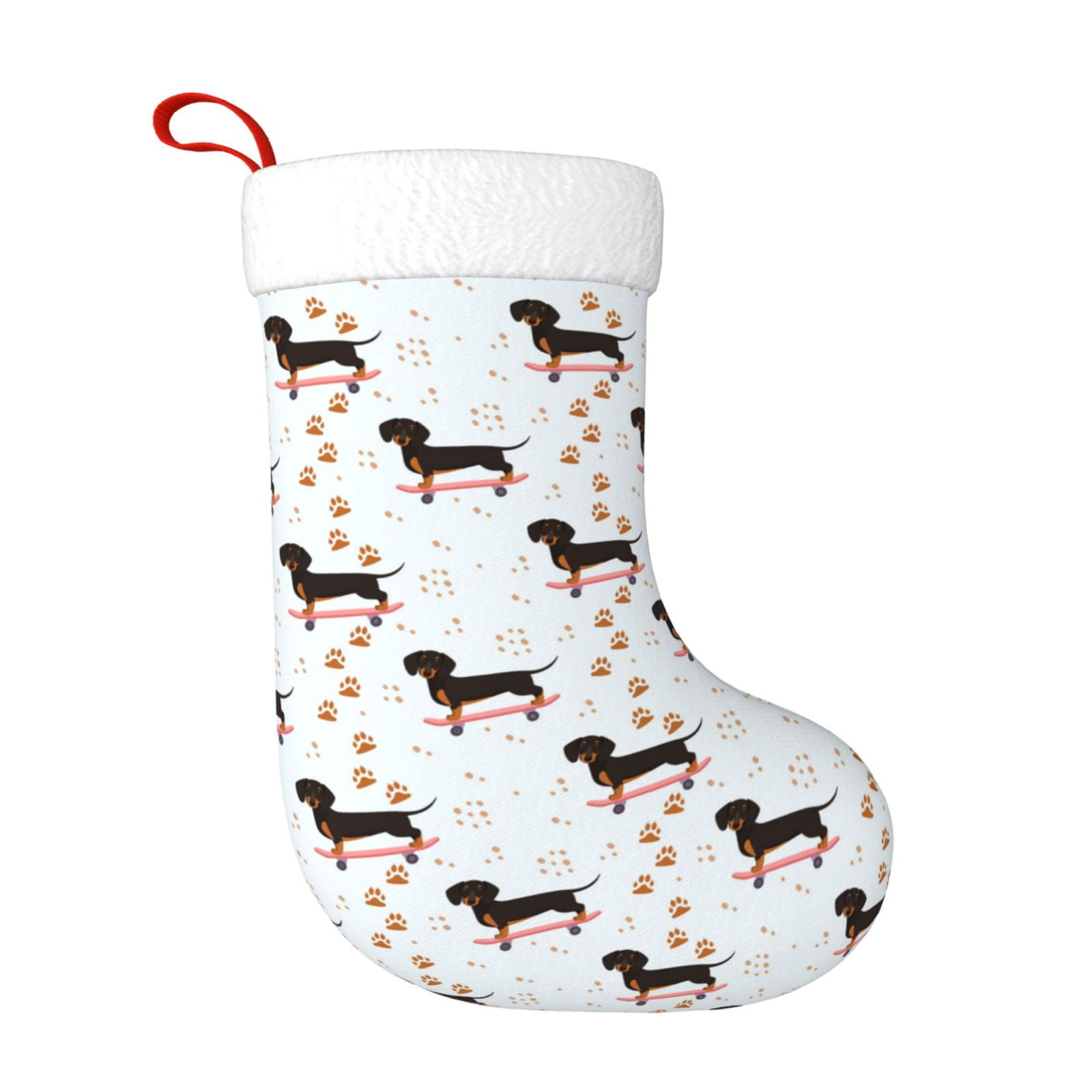 Daiia Dachshund On A Skateboard Print Christmas Stocking，18"Large ...