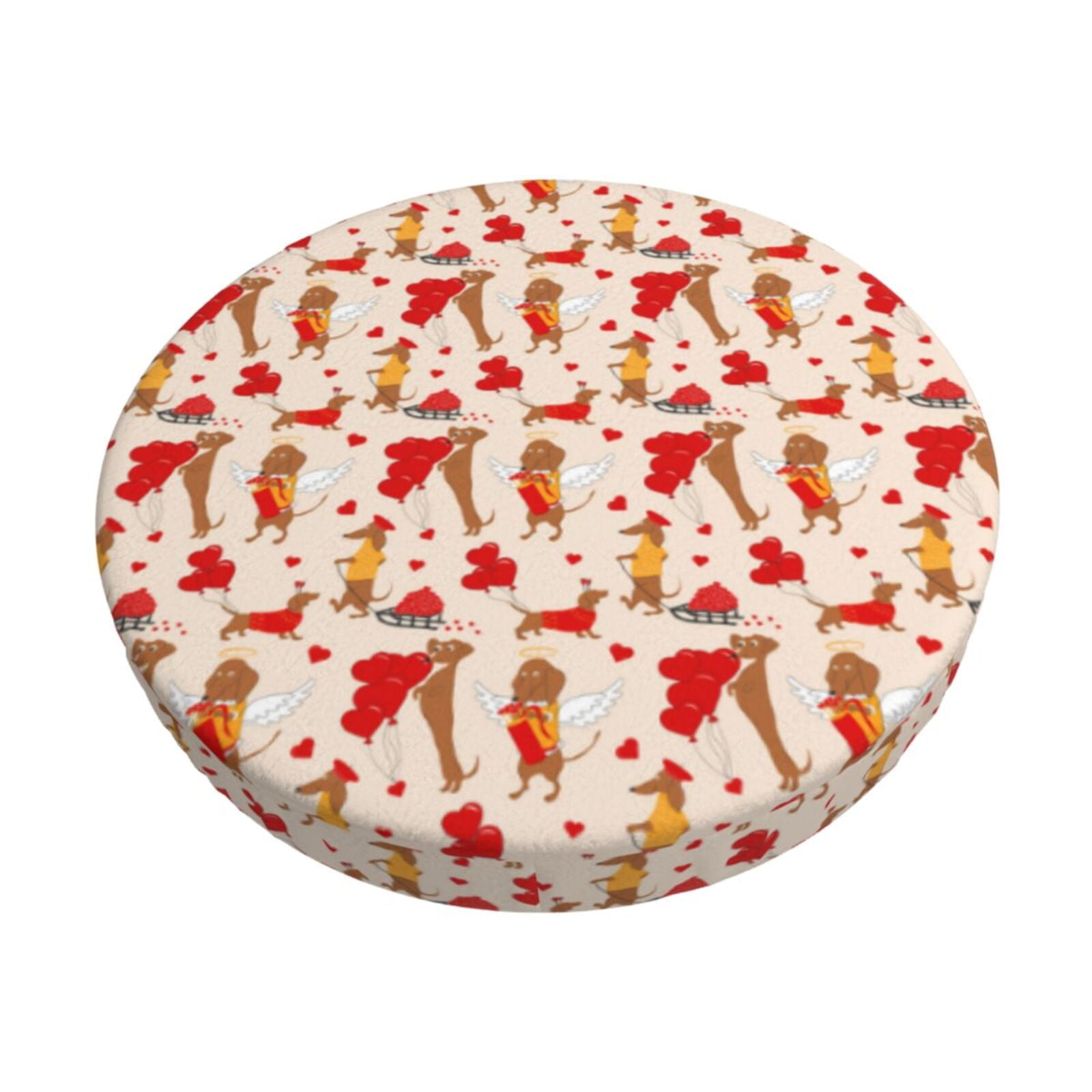 Daiia Dachshunds dogs pulls a hearts Pattern Stool Covers Round,Round ...