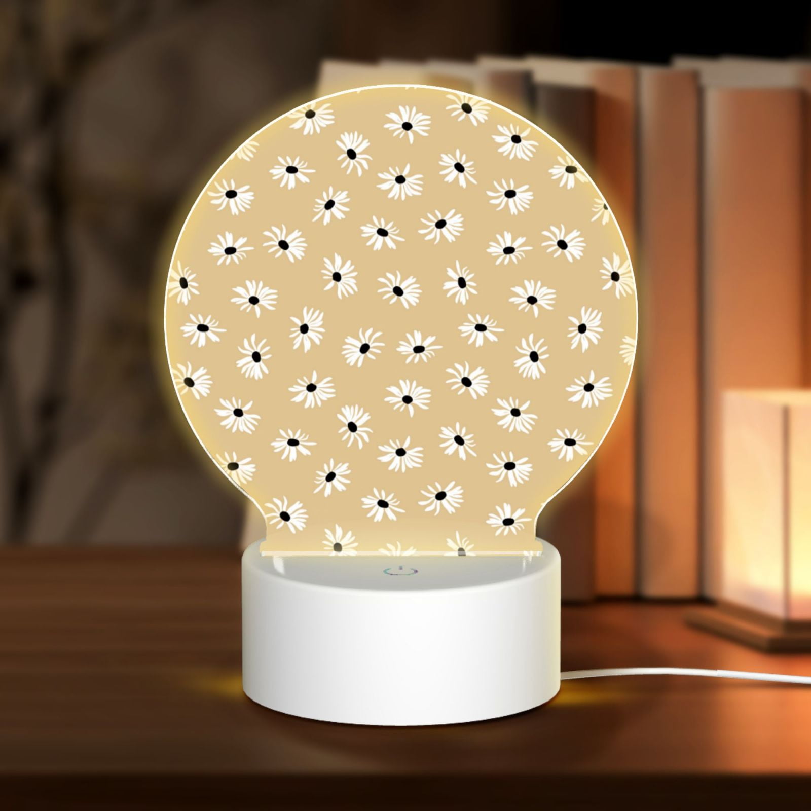 Daiia Daisies Flowers Pattern Acrylic Night Light, LED Touch Light ...