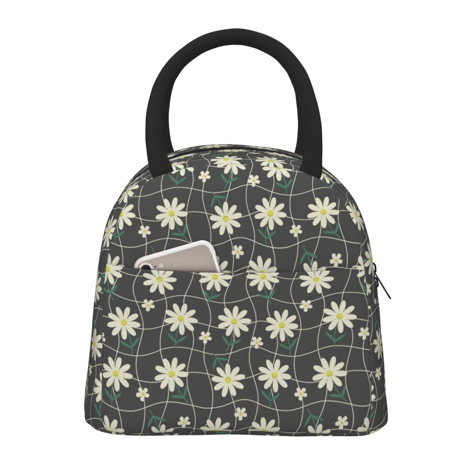 Daiia Daisies Flowers Pattern Lunch Bag , Insulated Lunch Box, Small ...