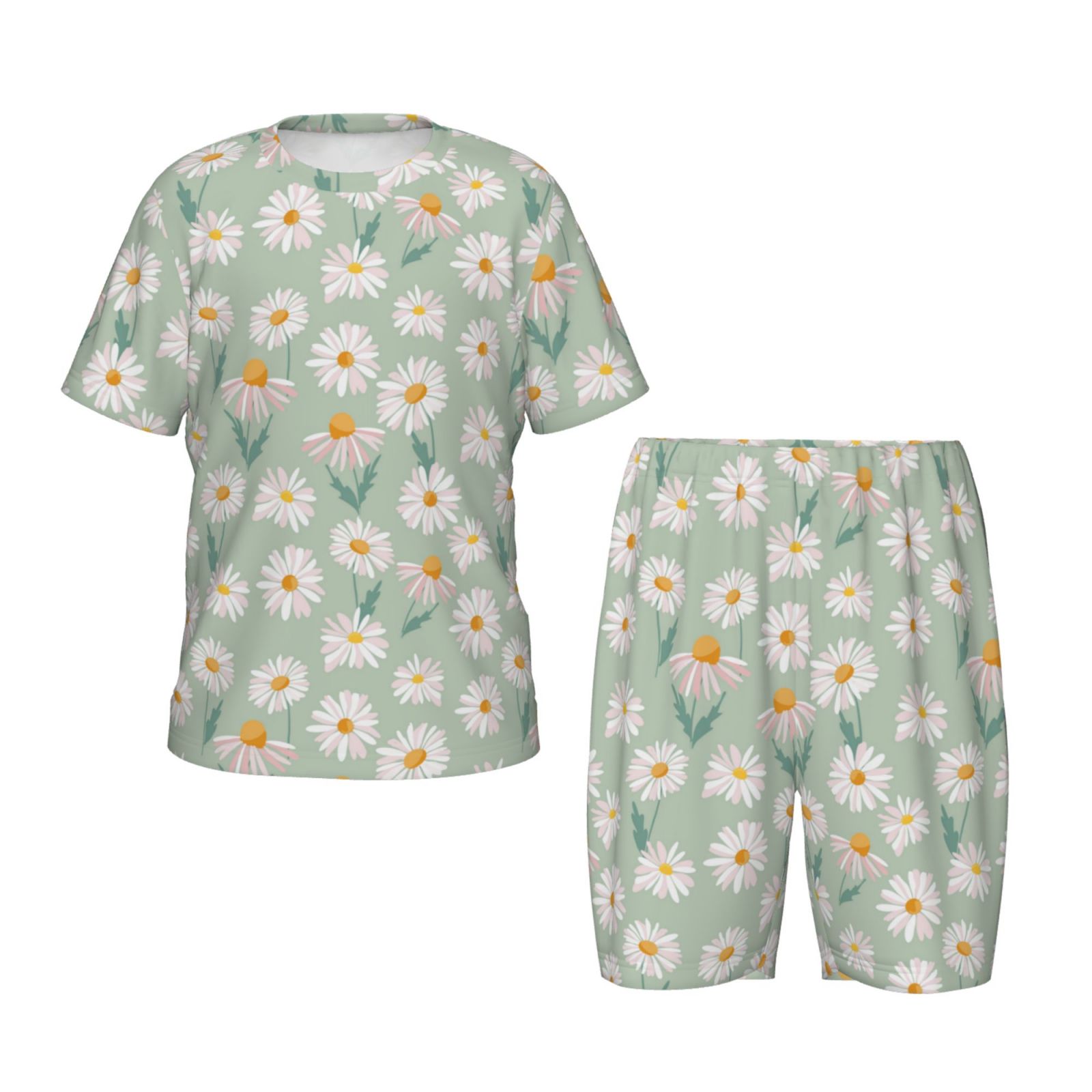 Daiia Daisies Flowers Print Children’s Cotton Pajama Set – Short ...