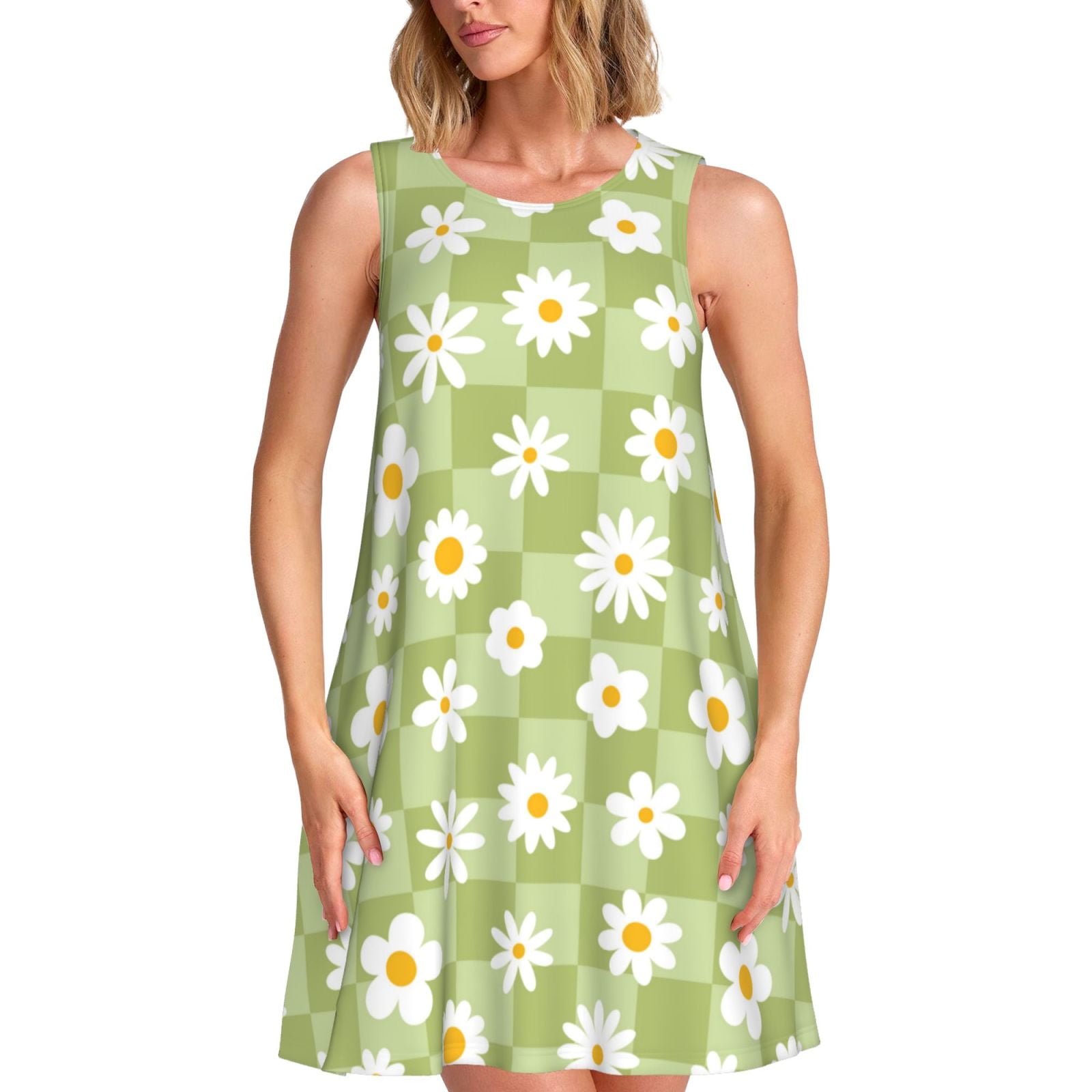 Daiia Daisies Flowers Print Women's Dresses 2025 Trendy Short sleeve ...