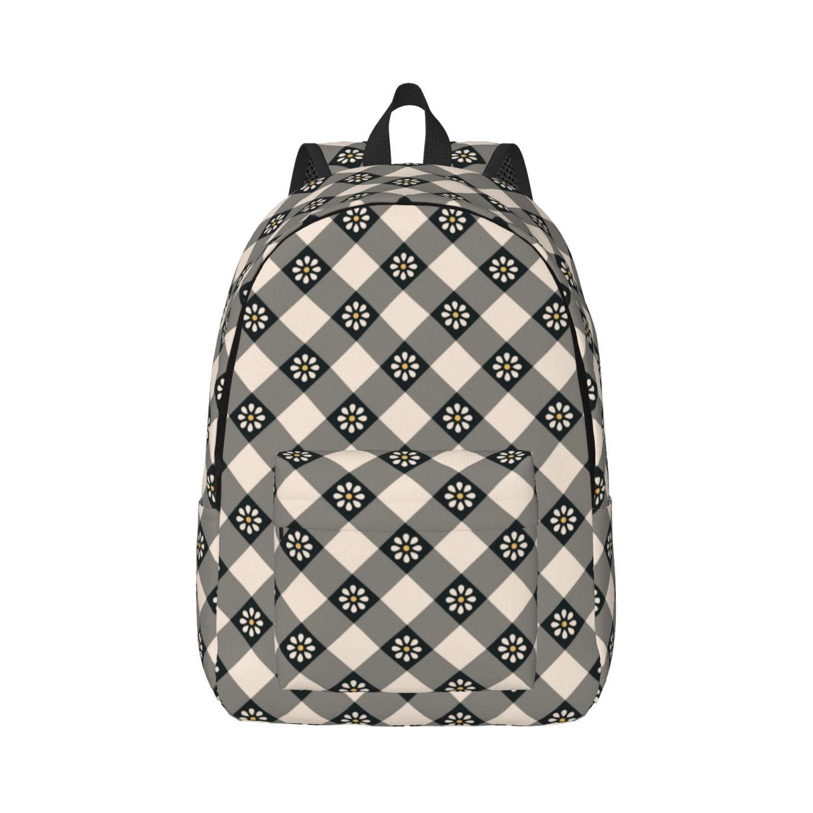 Daiia Daisy Plaid Black Vintage Canvas Backpack for Men and Women ...