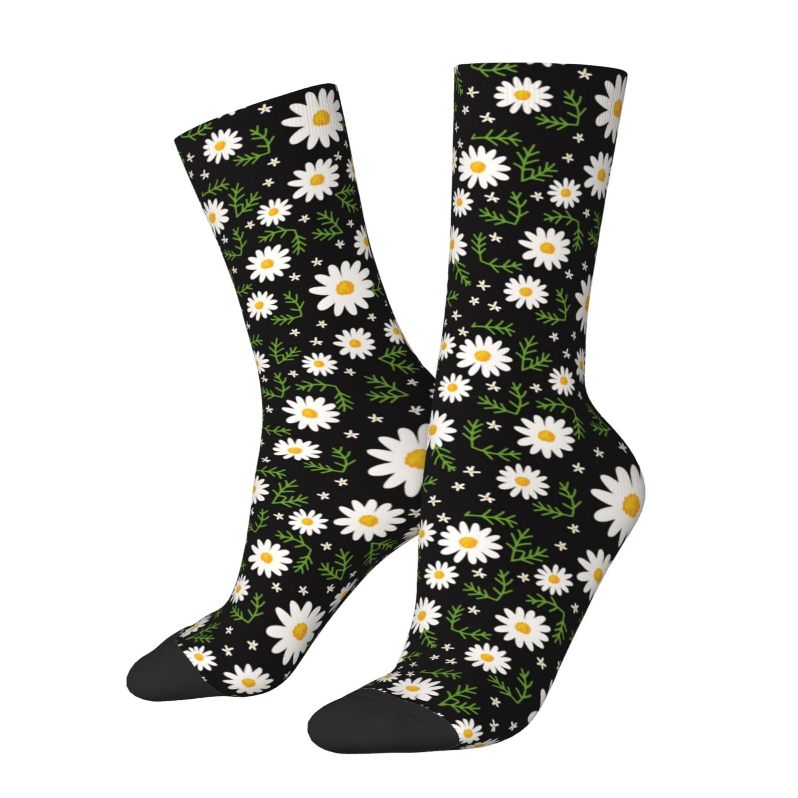 Daiia Daisy Print Crew Socks – Soft Breathable Long Socks for Men ...