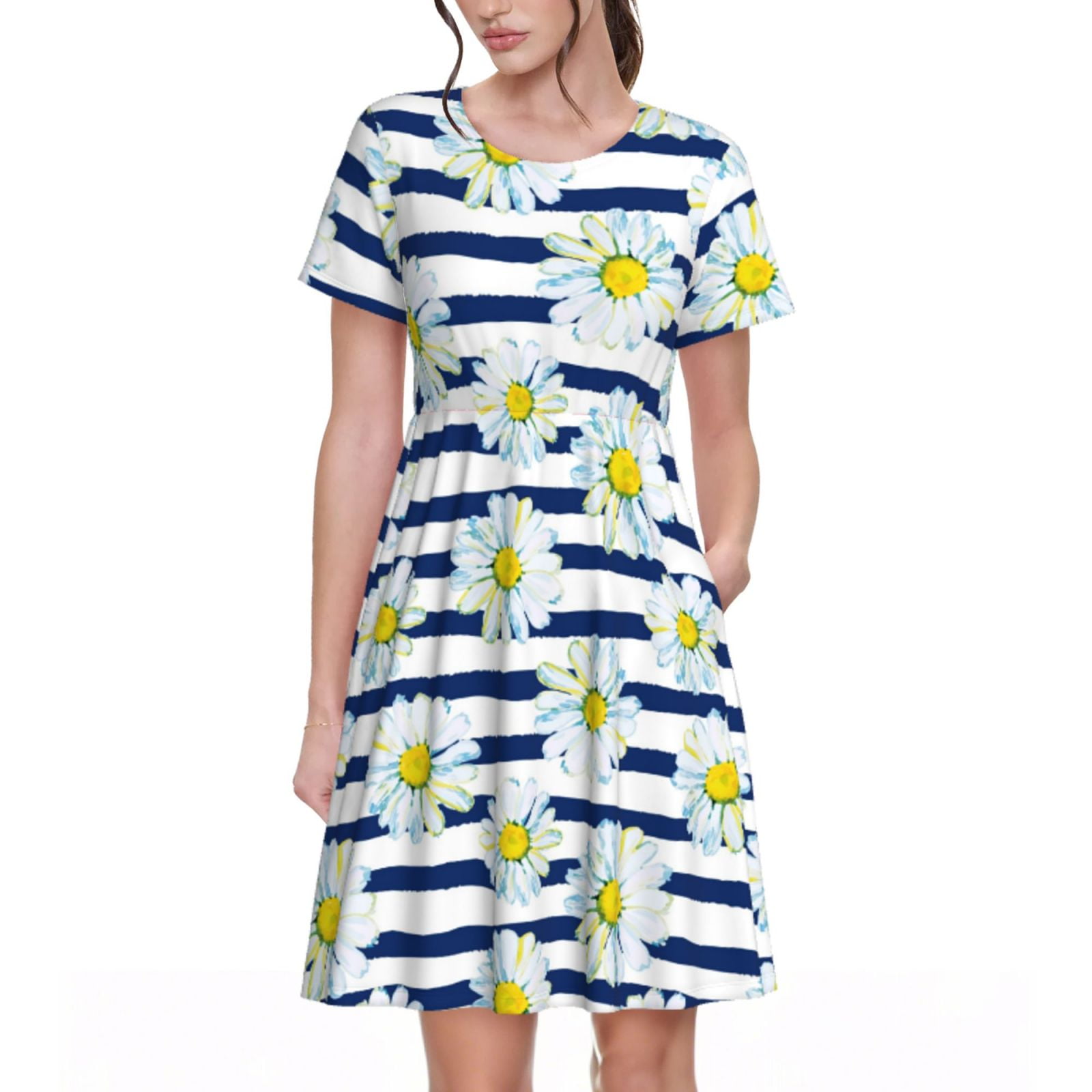 Daiia Daisy Striped Nautical Print Women's Dresses 2025 Trendy Short ...
