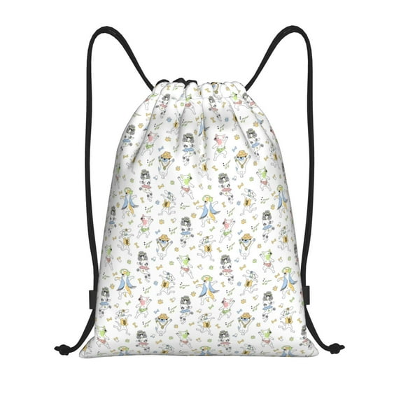 Daiia Dancing Dogs Pattern Drawstring Backpack, Gym Bag, Lightweight ...