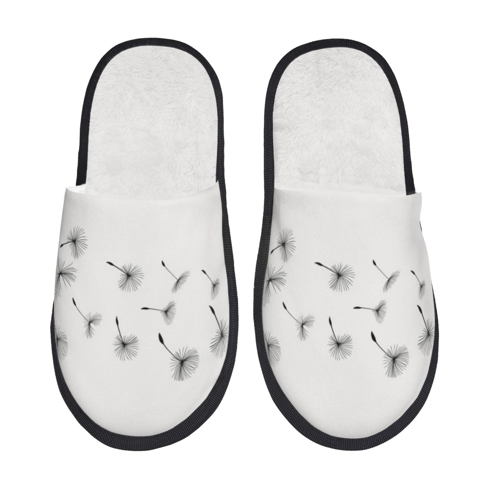 Daiia Dandelion Blowing In The Wind Pattern Furry Slippers for Women ...