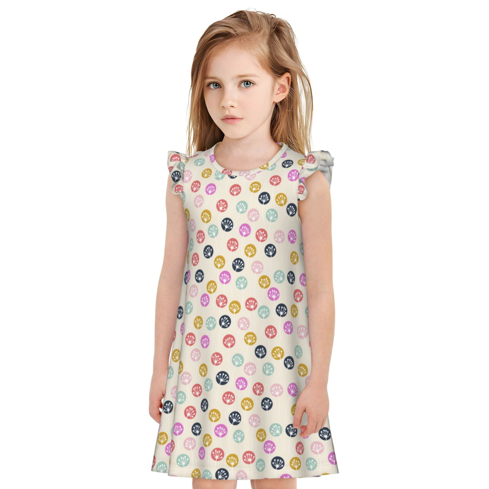 Daiia Dandelion Floral Print Girls Nightgowns, Unicorn Nightgown ...