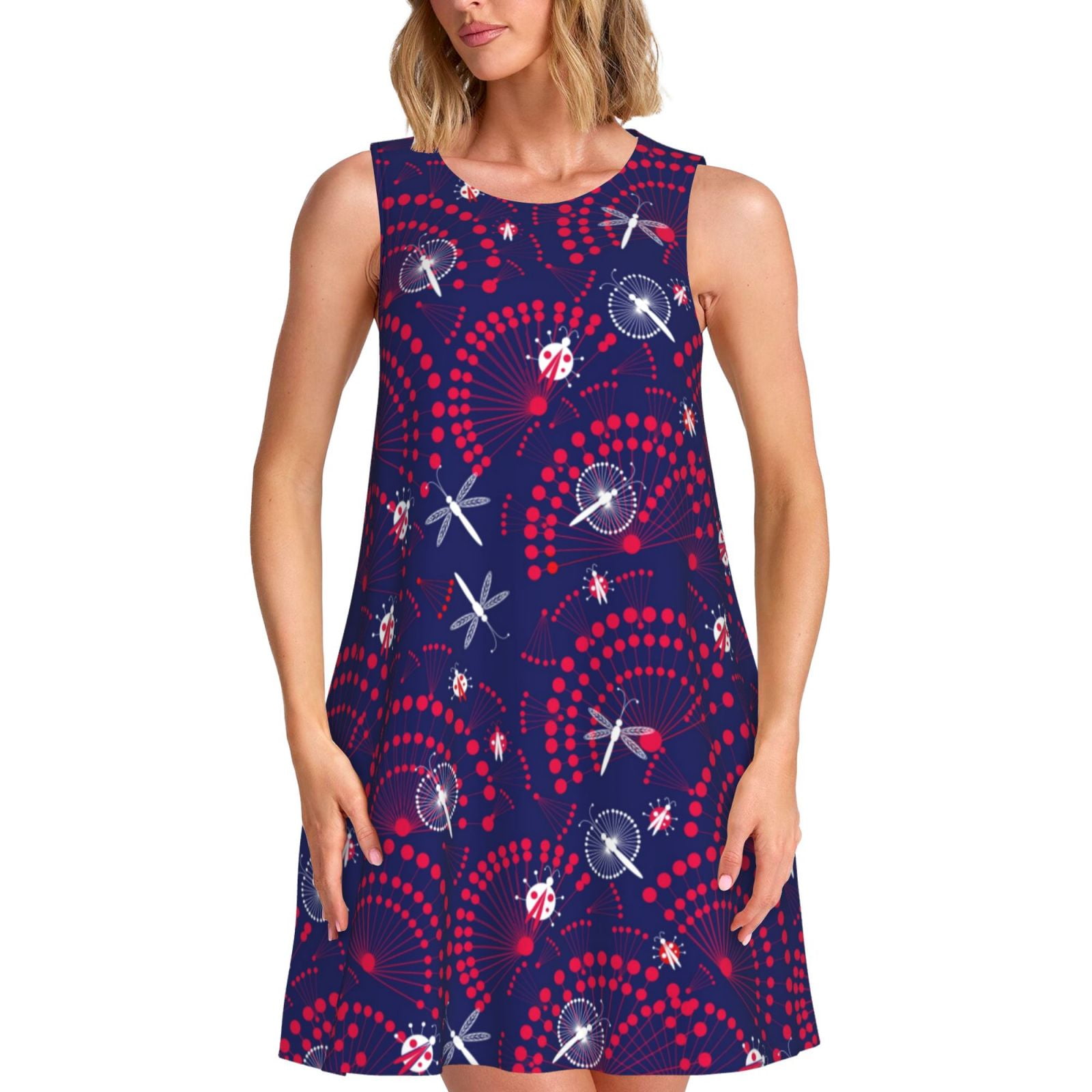 Daiia Dandelions Flowers With Dragonflies Print Women's Dresses 2025 ...