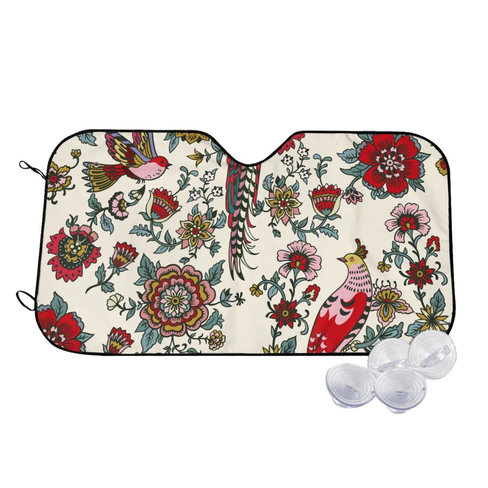 Daiia Dark Enchanted Flowers And Birds Windshield Sun Shade for Car SUV ...