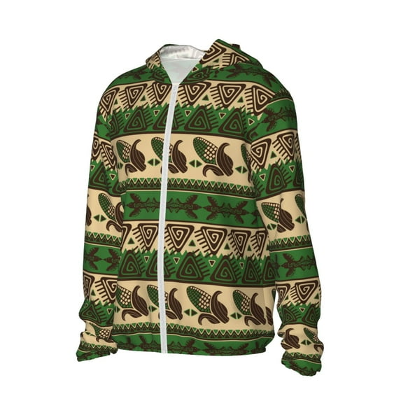 Daiia Dark Green Vintage Corn Pattern UPF 50+ Sun Protection Hoodie ...