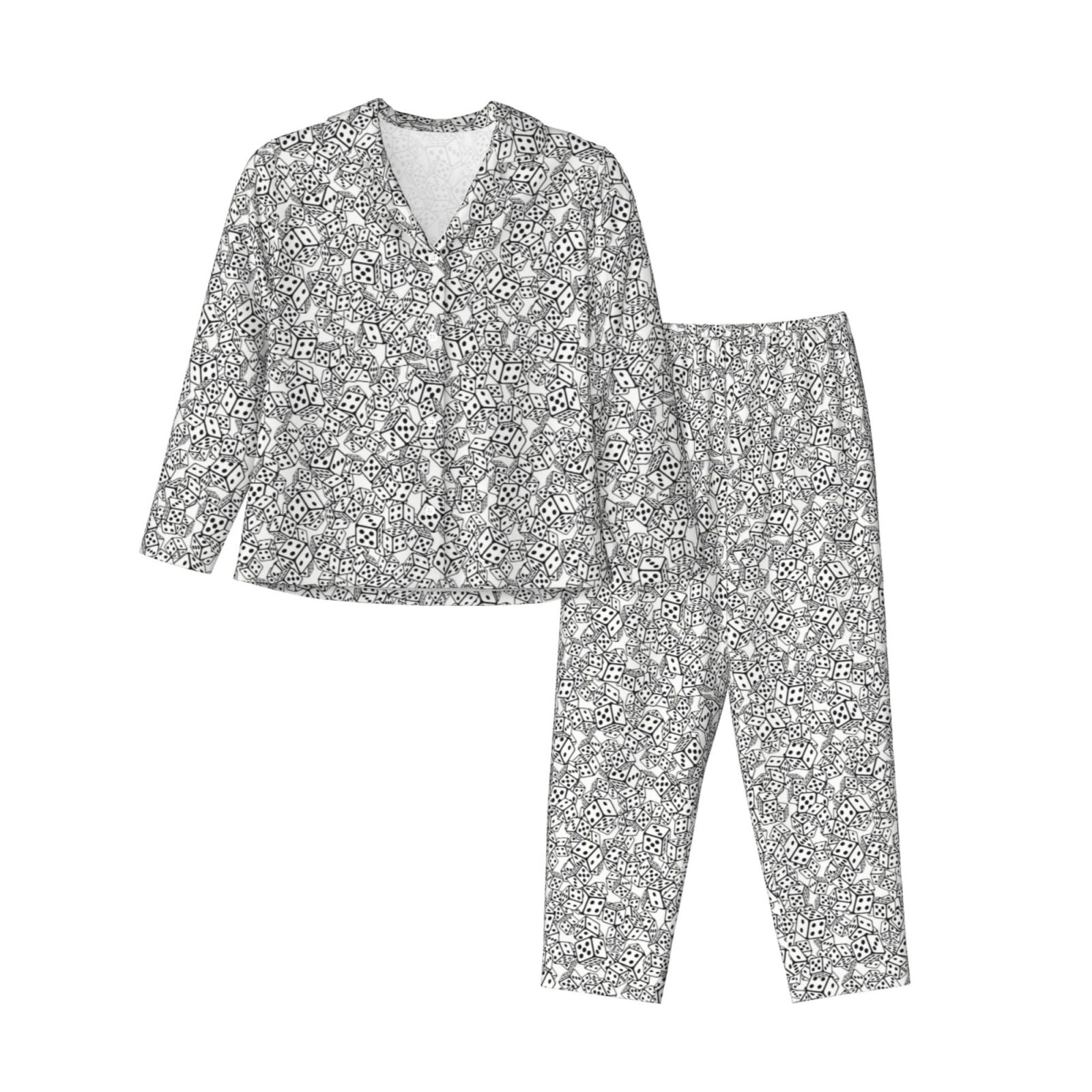 Daiia Dice Cubes for Women's Long-Sleeved Pajama Set – Soft ...