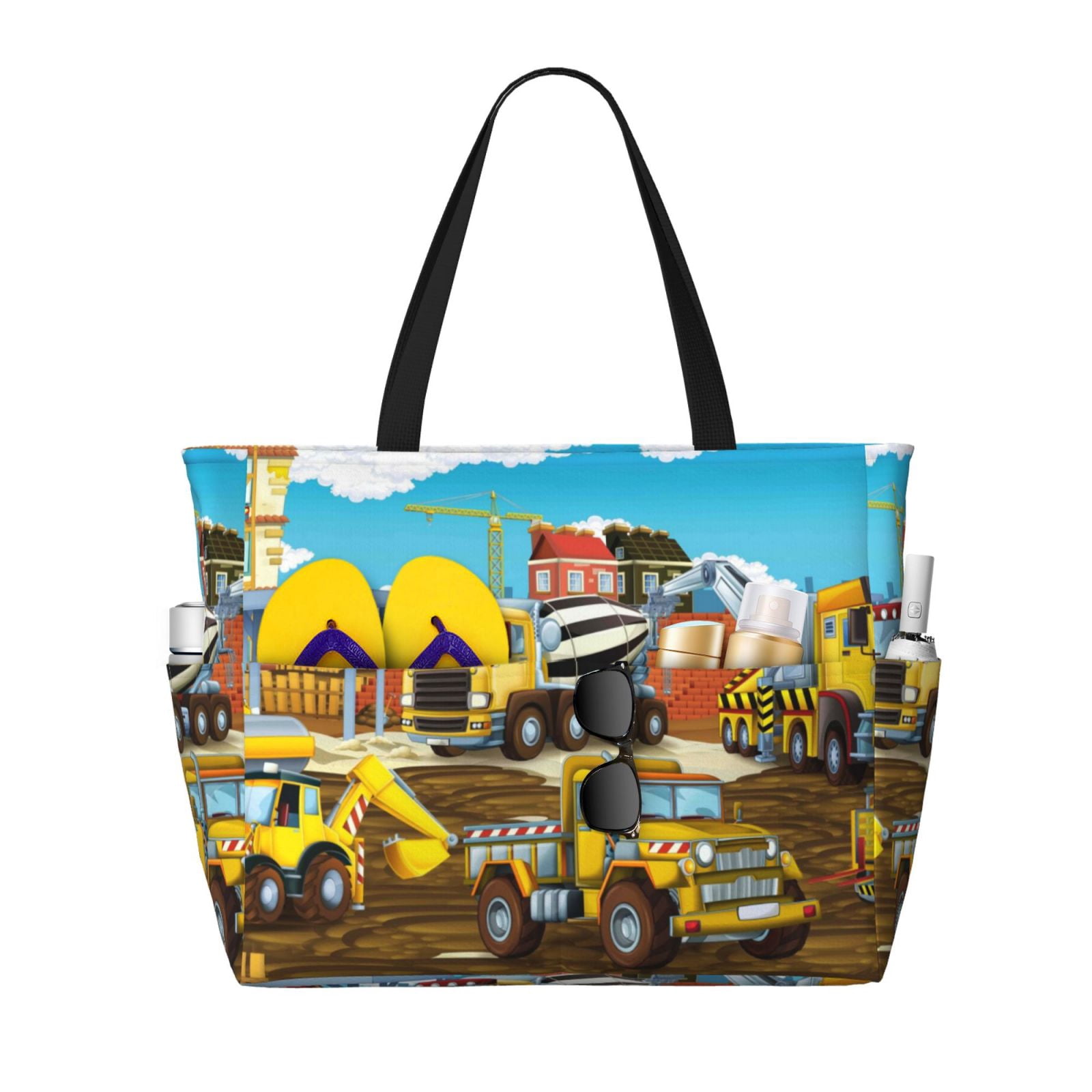 Daiia Different Construction Site Vehicles Beach Travel Bag - Water ...