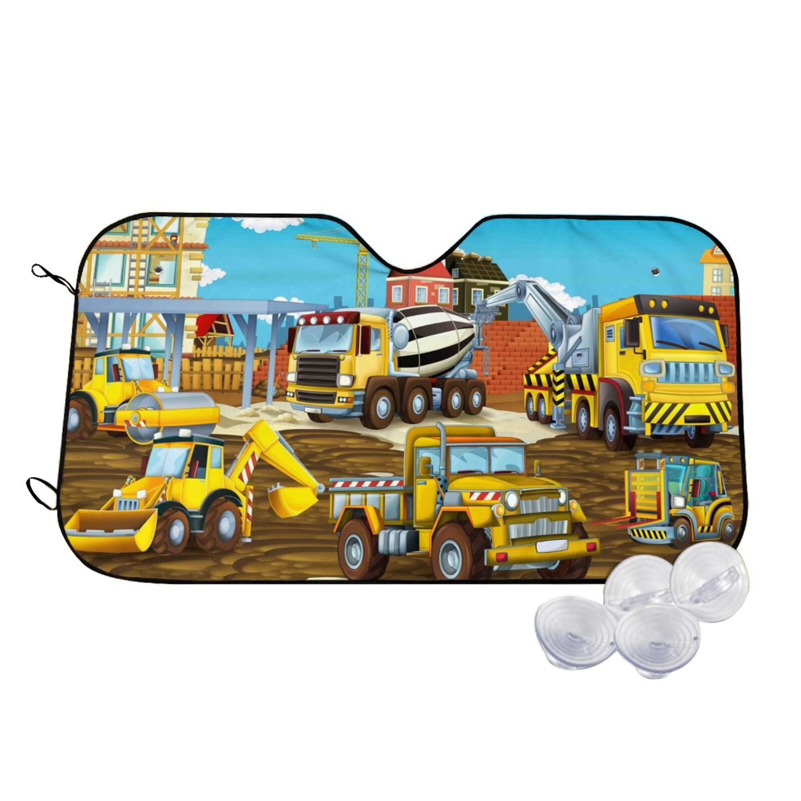 Daiia Different Construction Site Vehicles Windshield Sun Shade for Car ...
