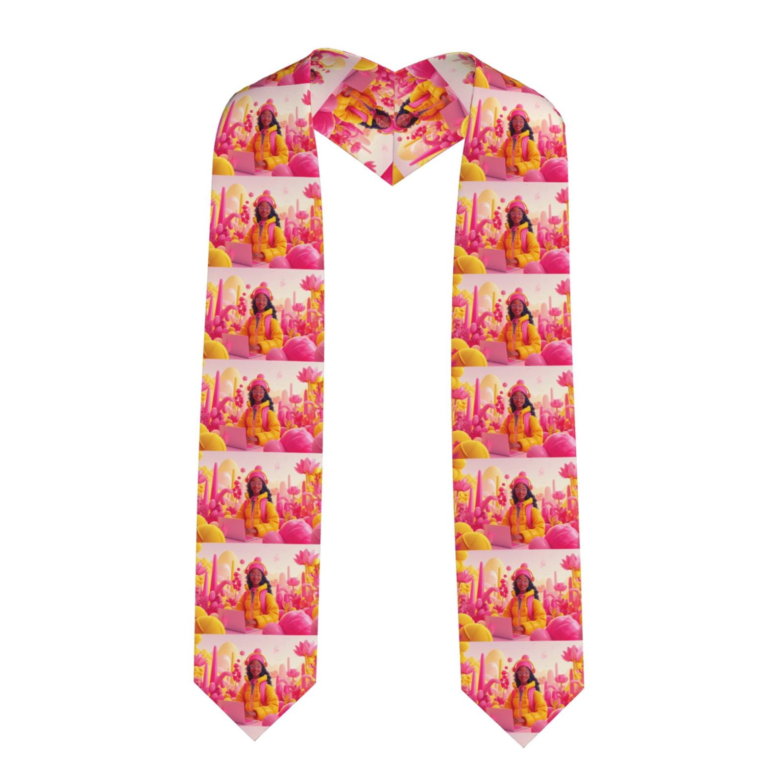 Daiia Digital Nomad Pink Landscape Pattern Graduation Shawl Stole ...