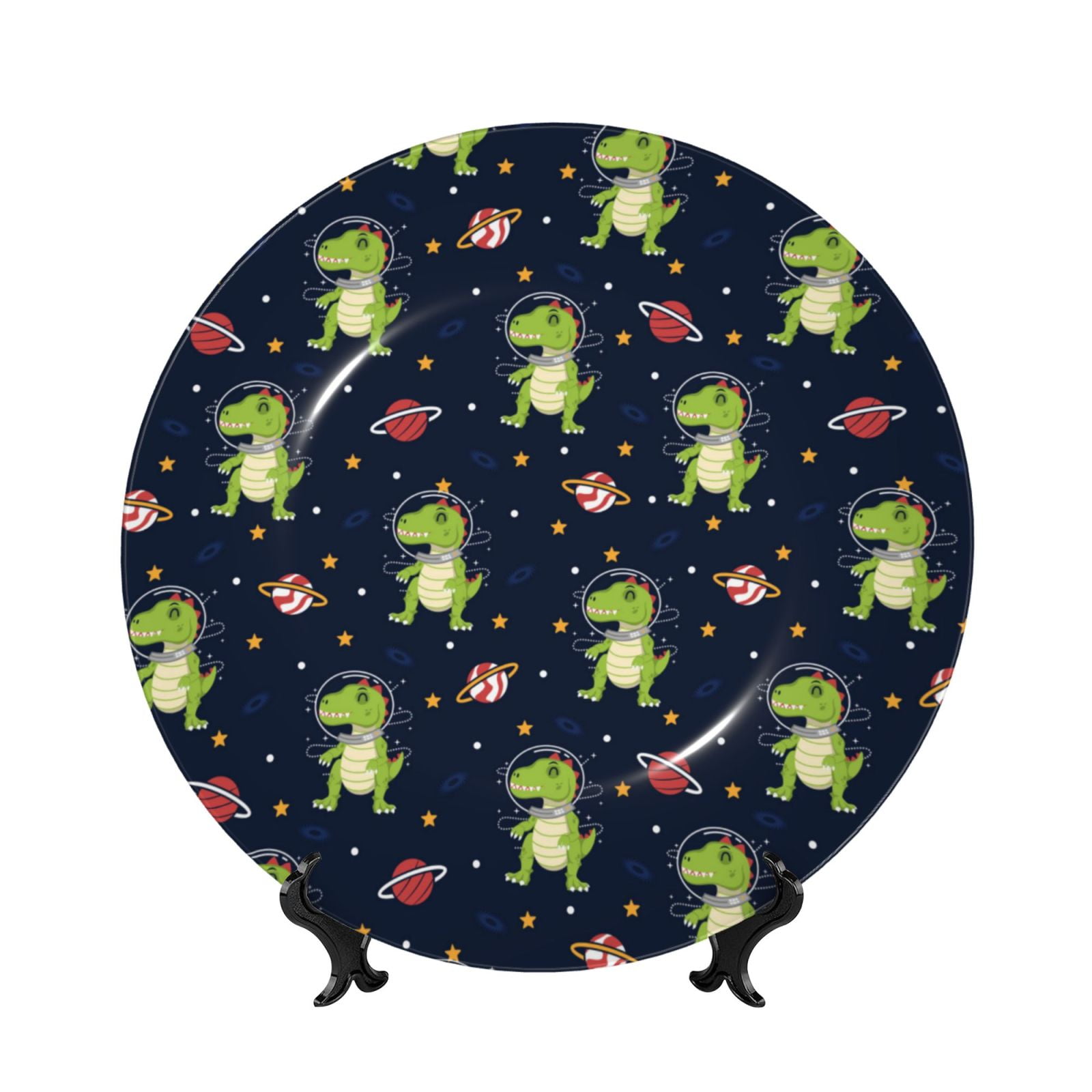 Daiia Dinosaur Astronaut Printed Pattern Ceramic Plate Dinner Plates ...