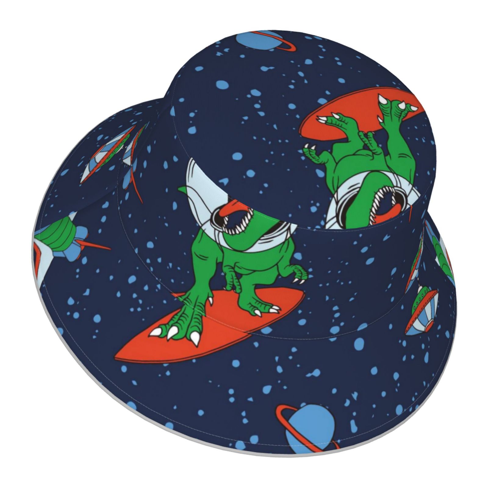 Daiia Dinosaur Astronaut Space Surfing Pattern Bucket Hat - Trendy ...