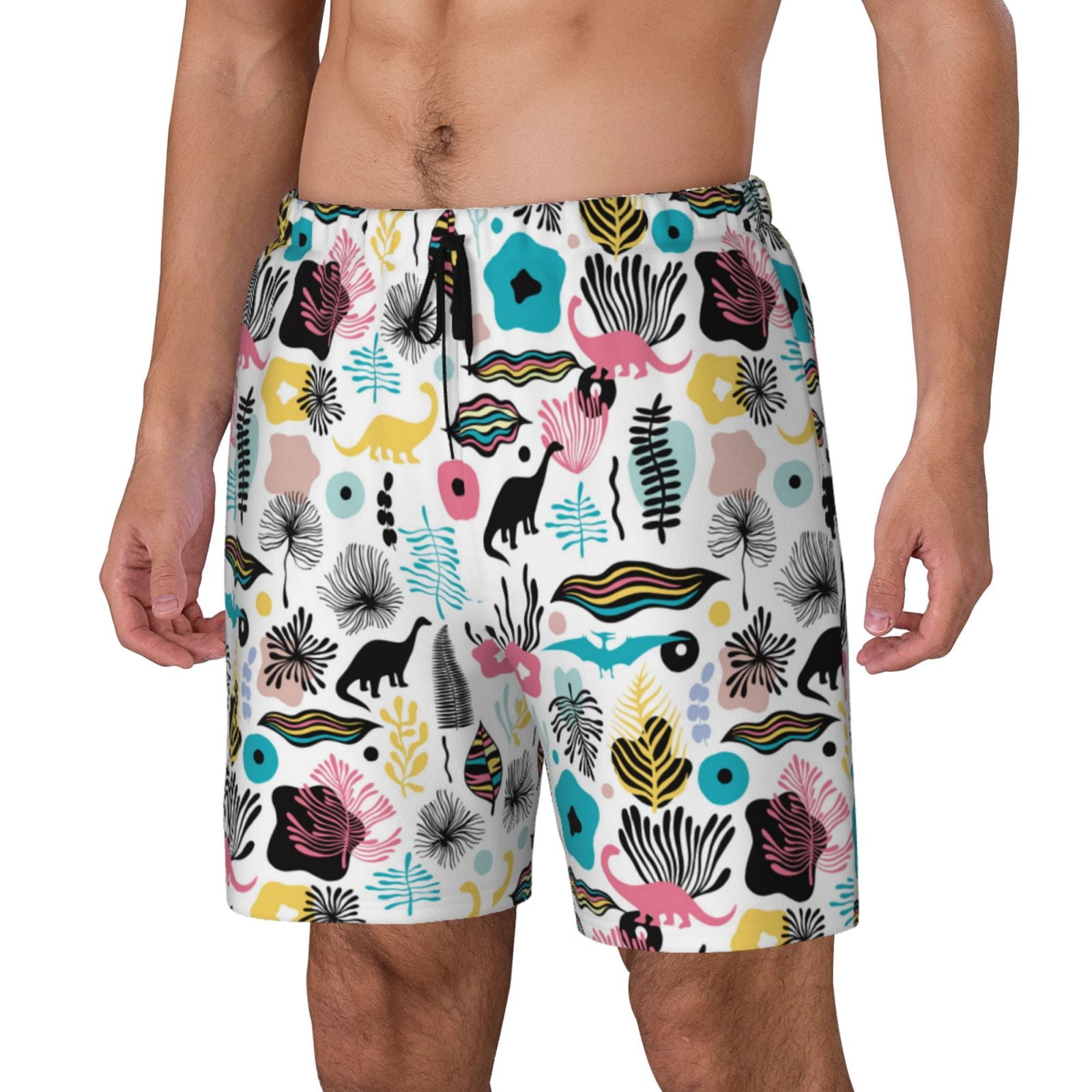 Daiia Dinosaur Mens Swim Trunks Swim Shorts Quick Dry Swim Shorts with ...