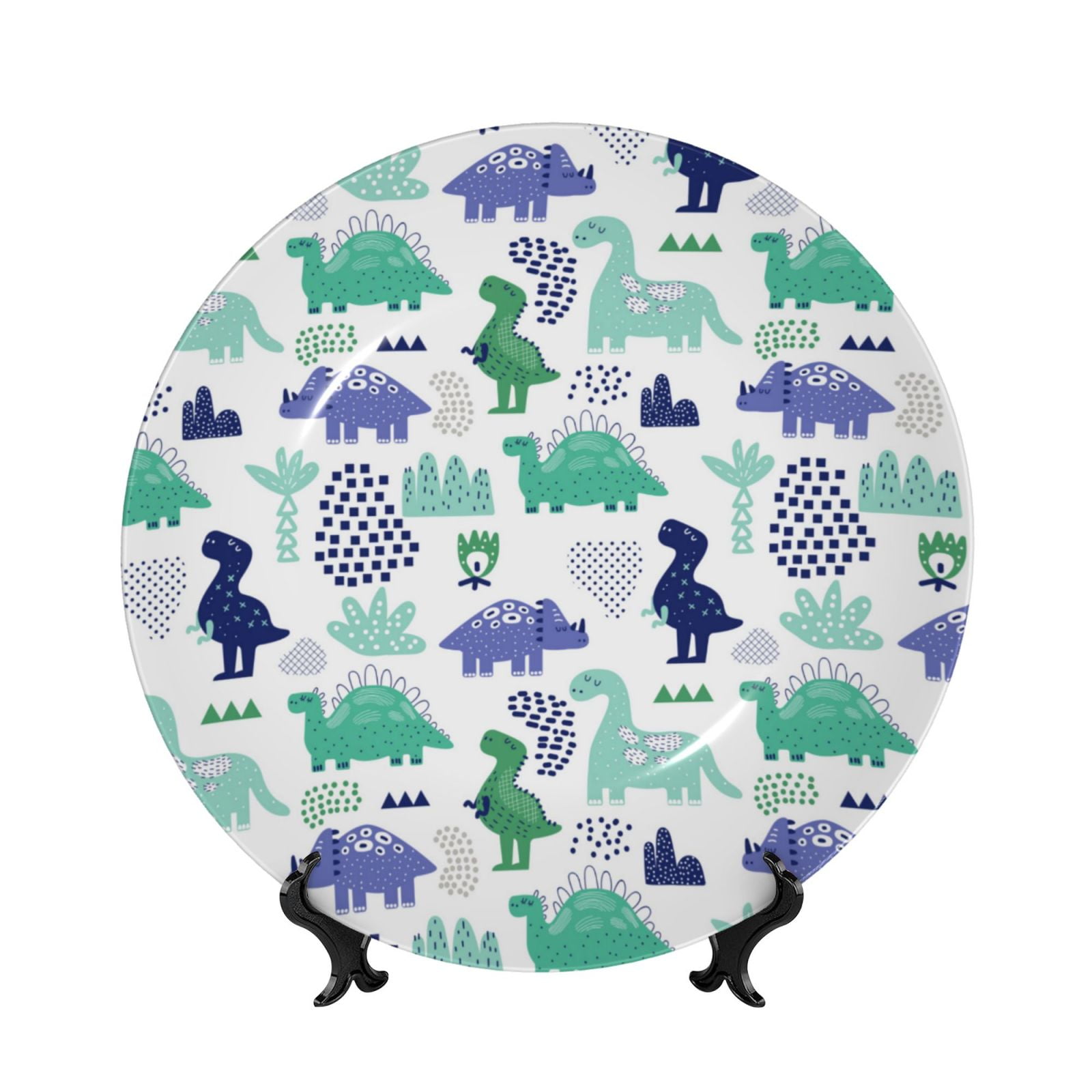 Daiia Dinosaur Printed Pattern Ceramic Plate Dinner Plates Bone China ...