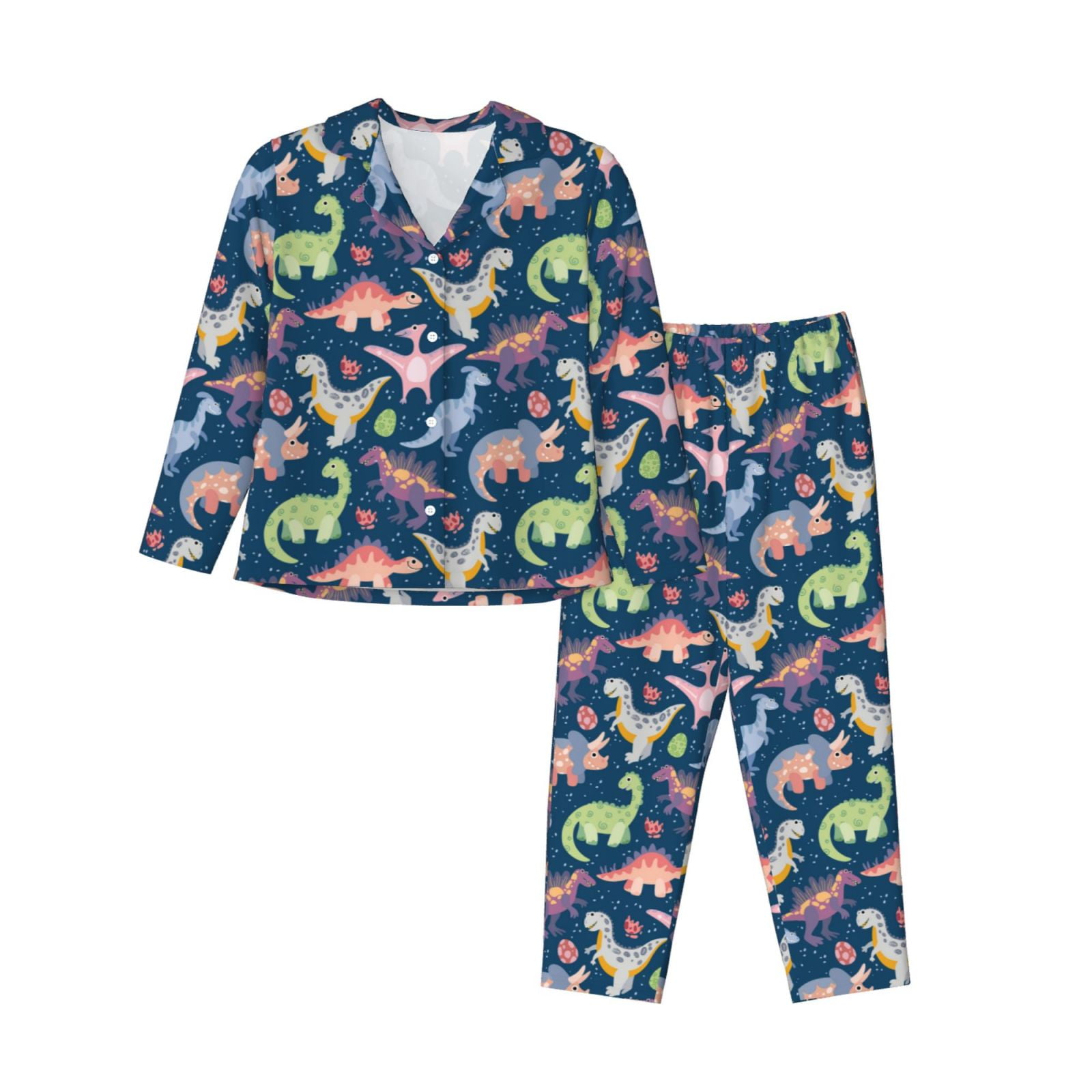 Daiia Dinosaur for Women's Long-Sleeved Pajama Set – Soft & Comfortable ...