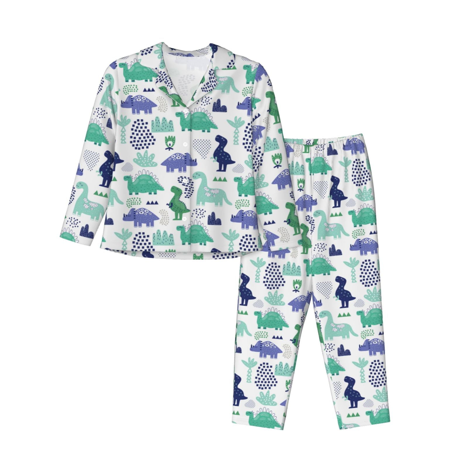 Daiia Dinosaur for Women's Long-Sleeved Pajama Set – Soft & Comfortable ...