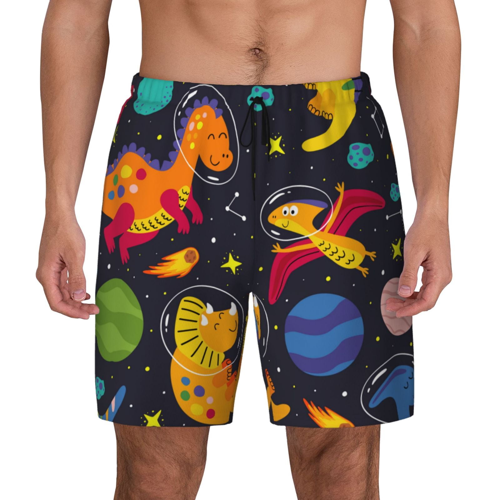 Daiia Dinosaurs in Space Mens Swim Trunks Swim Shorts Quick Dry Swim ...