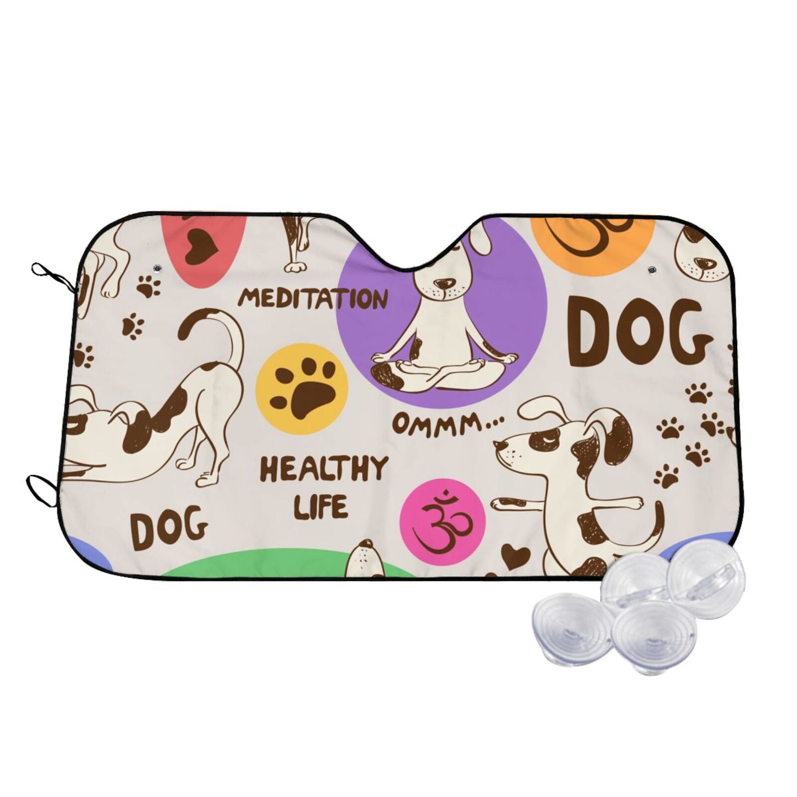 Daiia Dog Doing Yoga Windshield Sun Shade for Car SUV Truck (Small ), Car Sun Shade Windshield ...