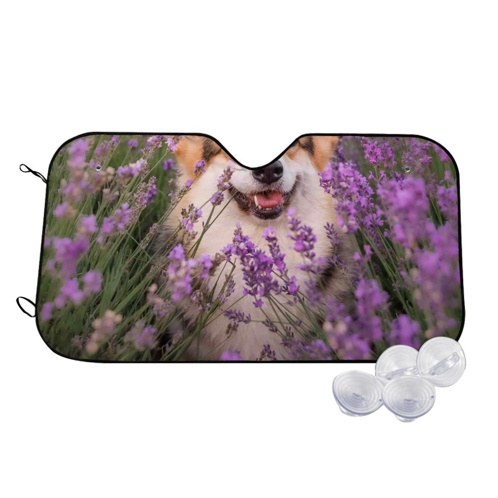 Daiia Dog in Lavender Flowers Windshield Sun Shade for Car SUV Truck ...