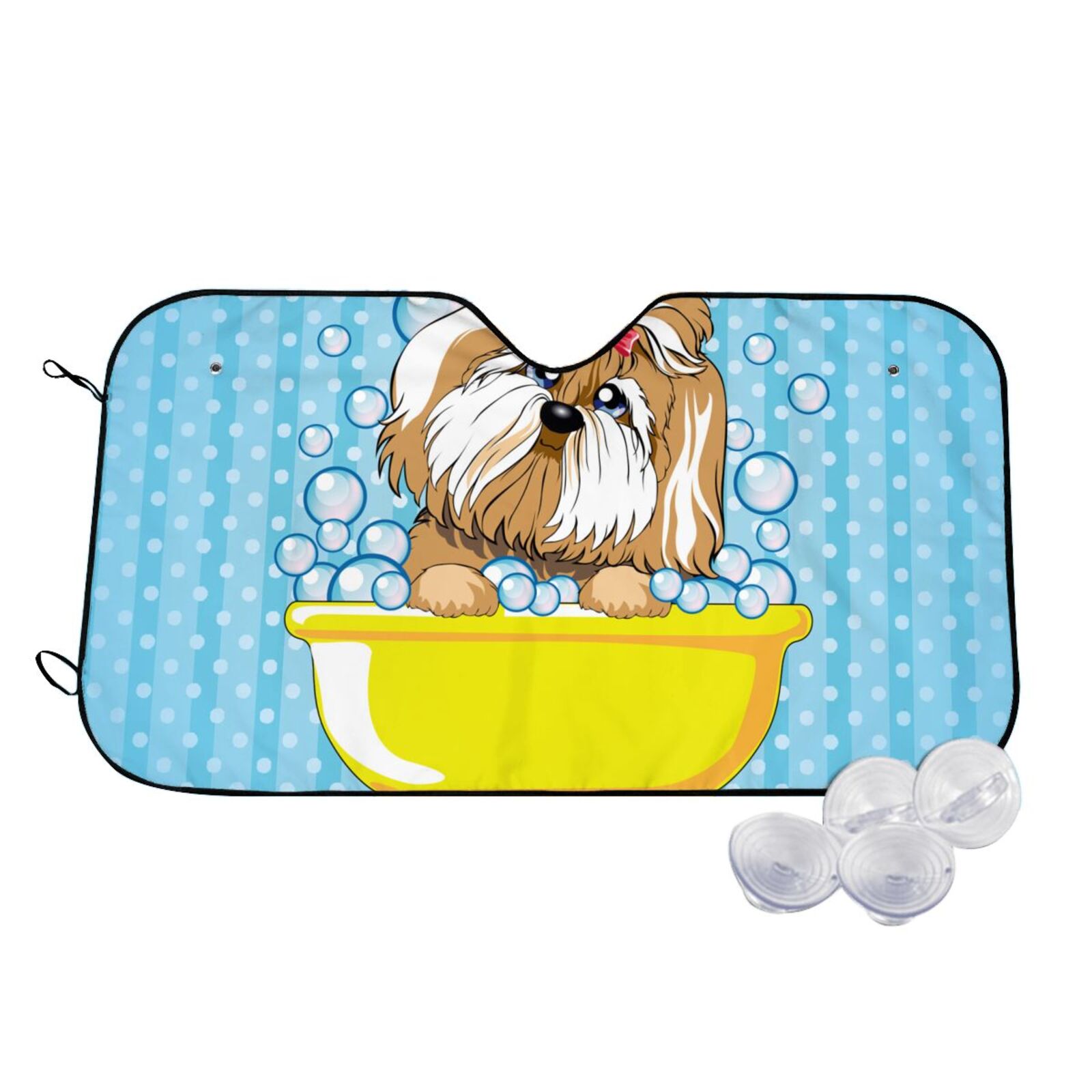 Daiia Dog Takes a Bath in the Bathtub Windshield Sun Shade for Car SUV ...