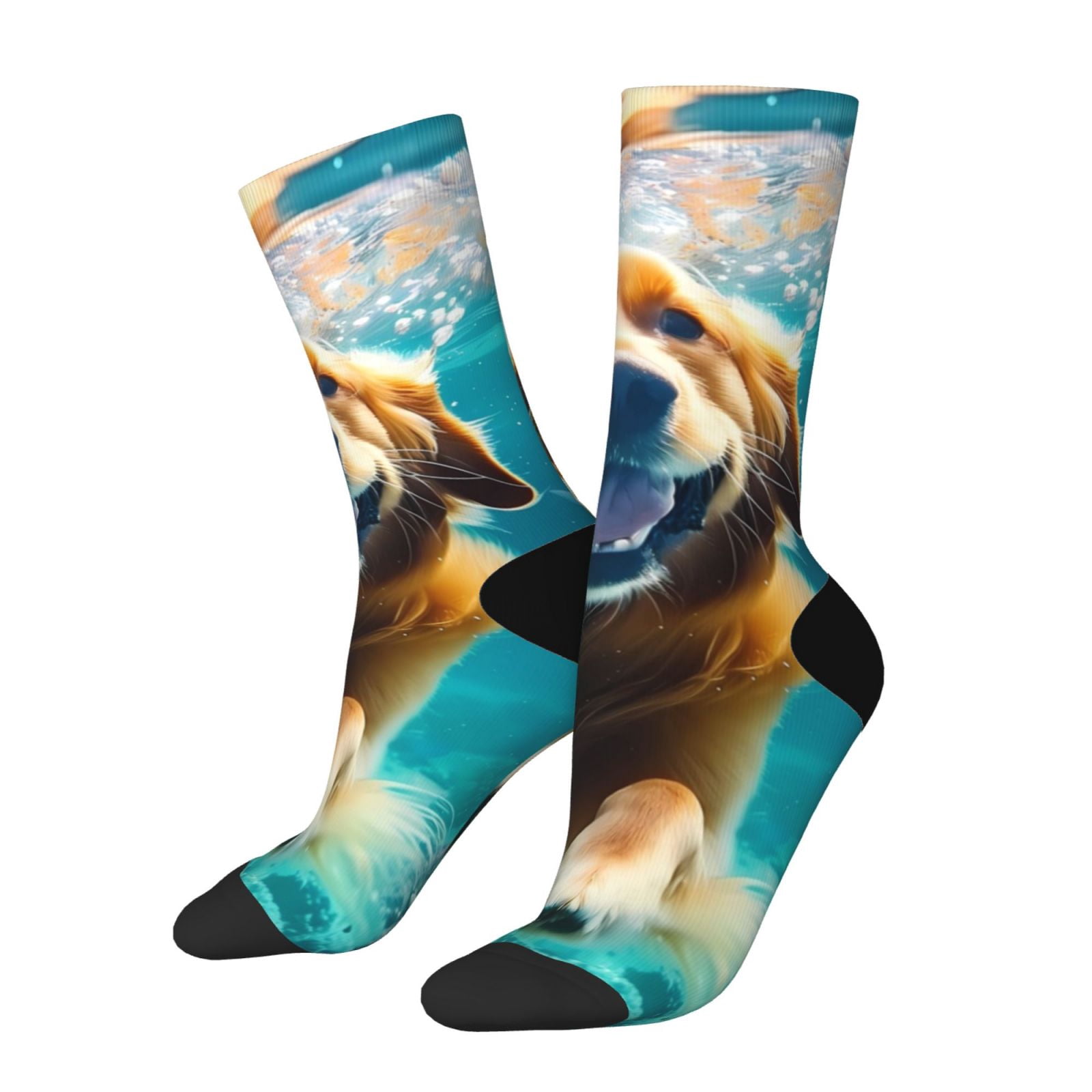 Daiia Dog Underwater Adventure Print Crew Socks – Soft Breathable Long ...