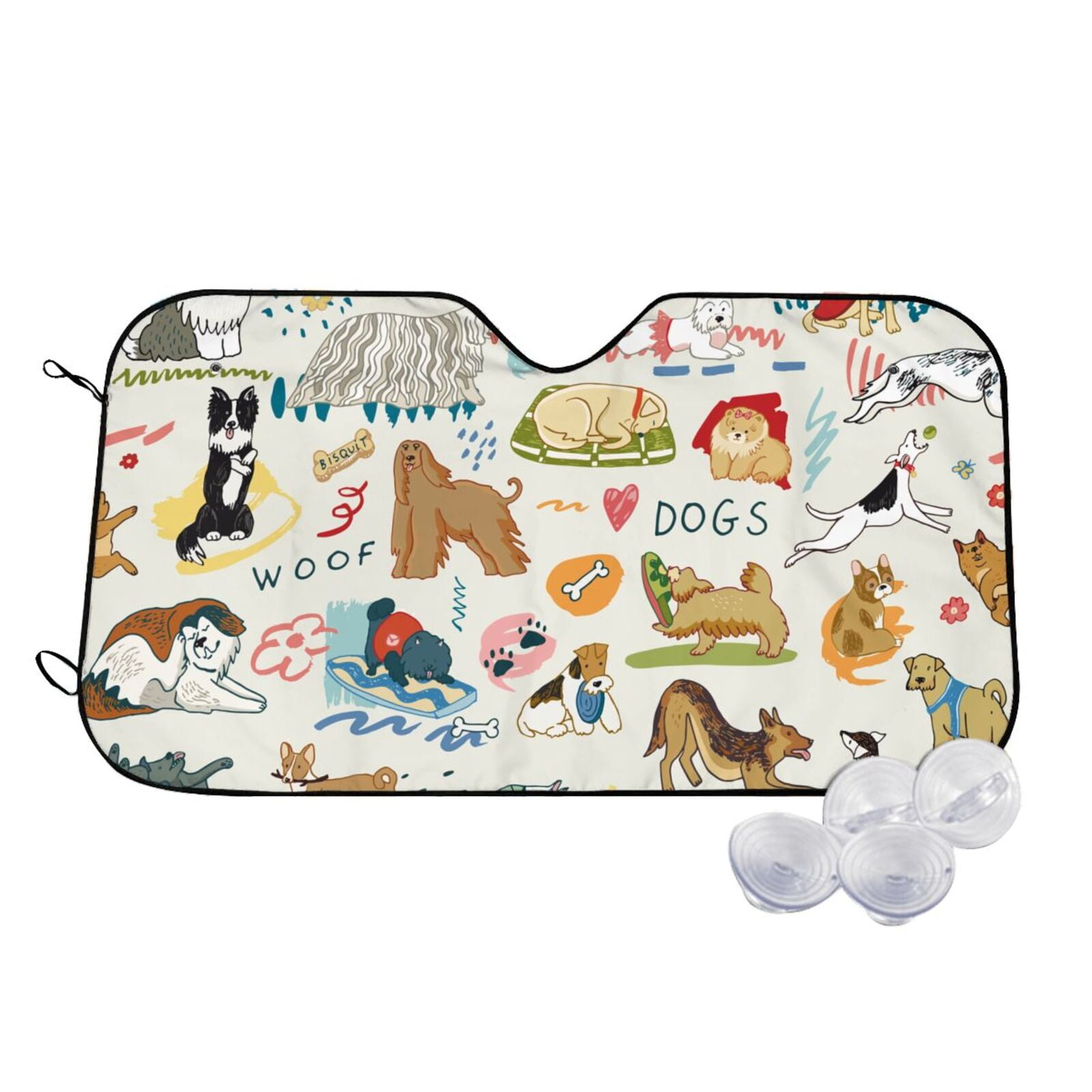 Daiia Dogs Funny Pets Windshield Sun Shade for Car SUV Truck (Small ...