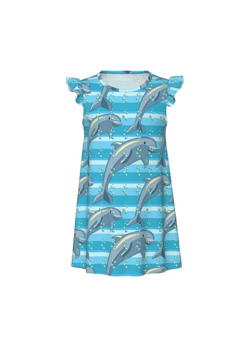 Daiia Neon Cyberpunk Blue Bear Print Girls Nightgowns, Unicorn ...