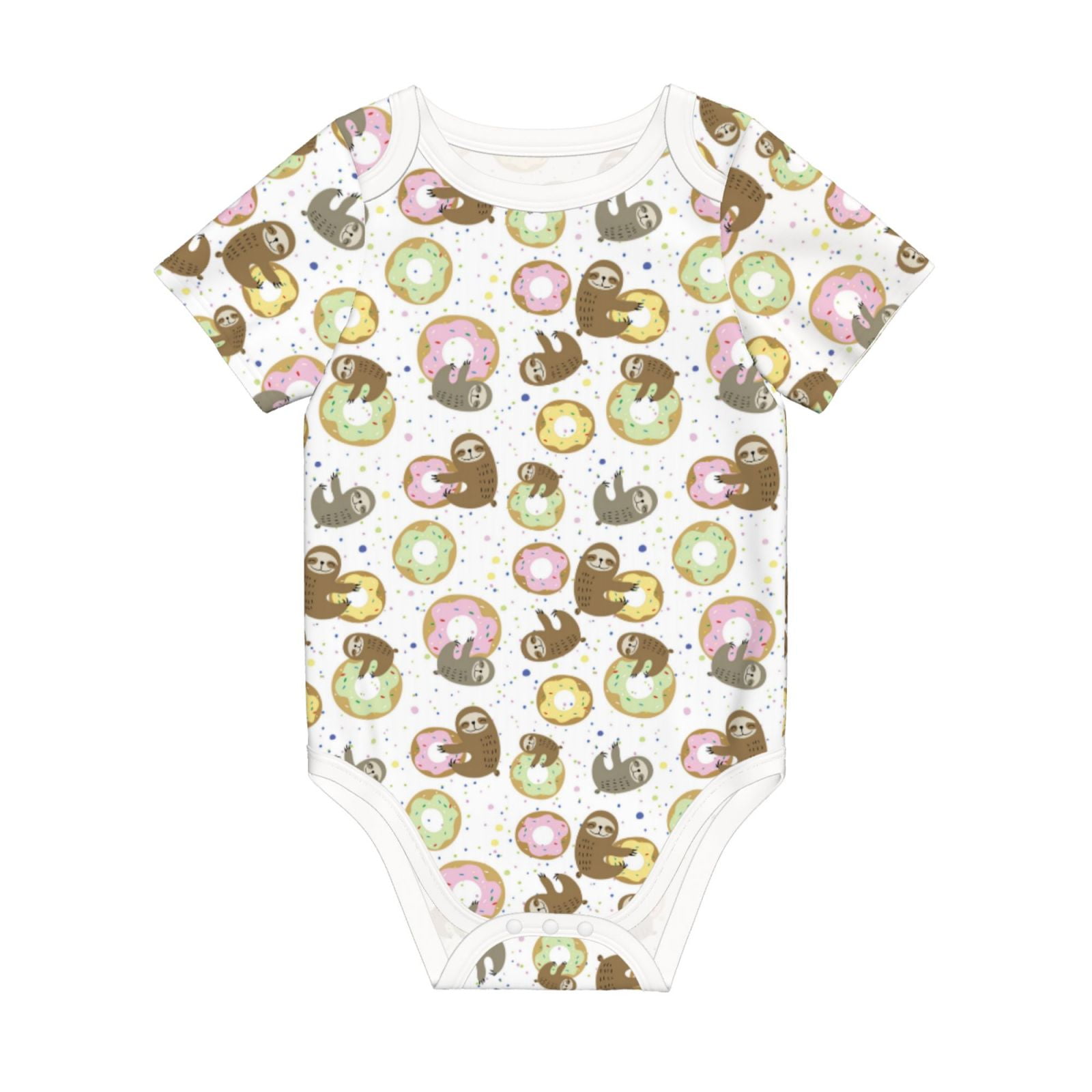 Daiia Donut Sloth Printed Unisex-Baby Short Sleeve Onesies Bodysuits ...