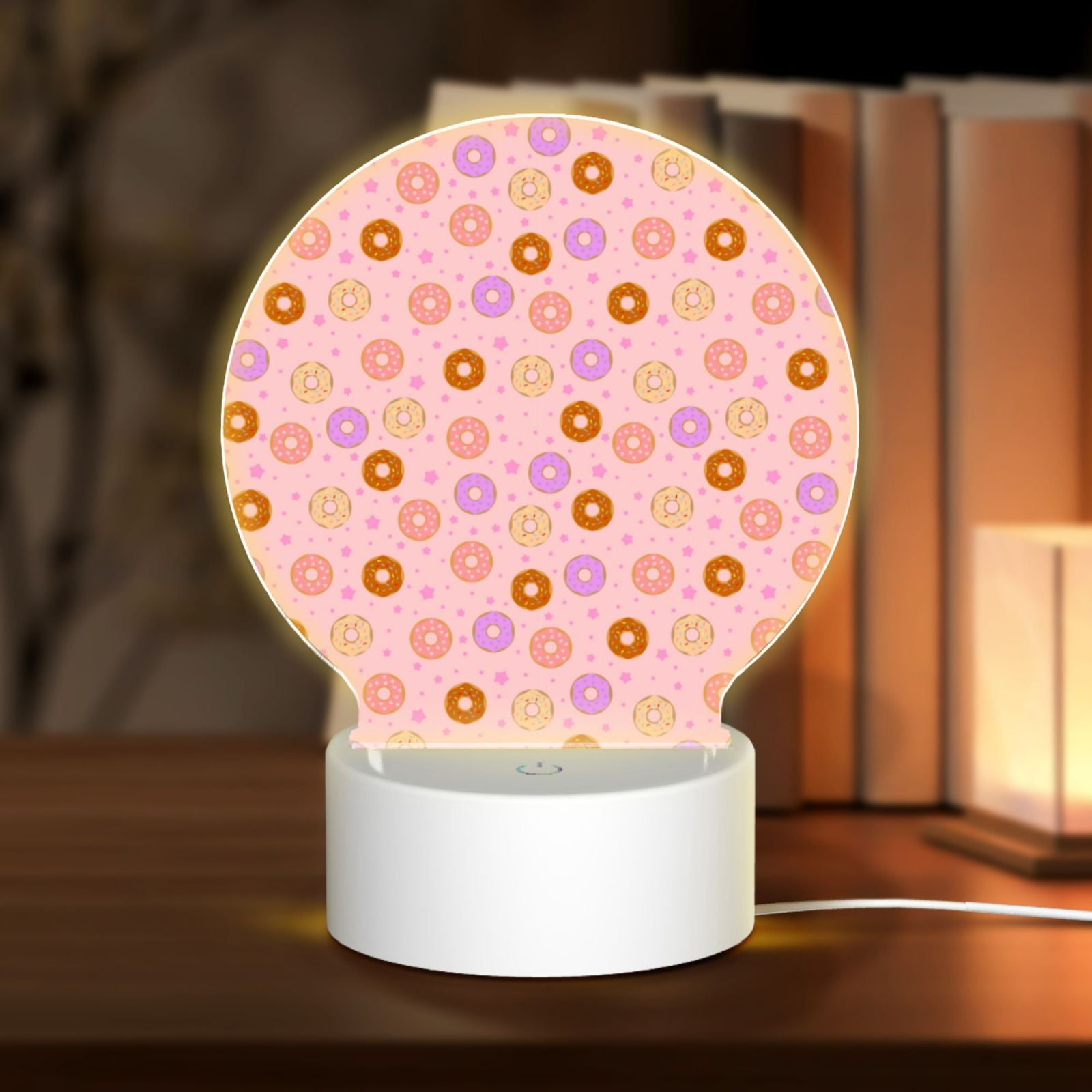 Daiia Donuts Pattern Acrylic Night Light, LED Touch Light, Bedroom ...