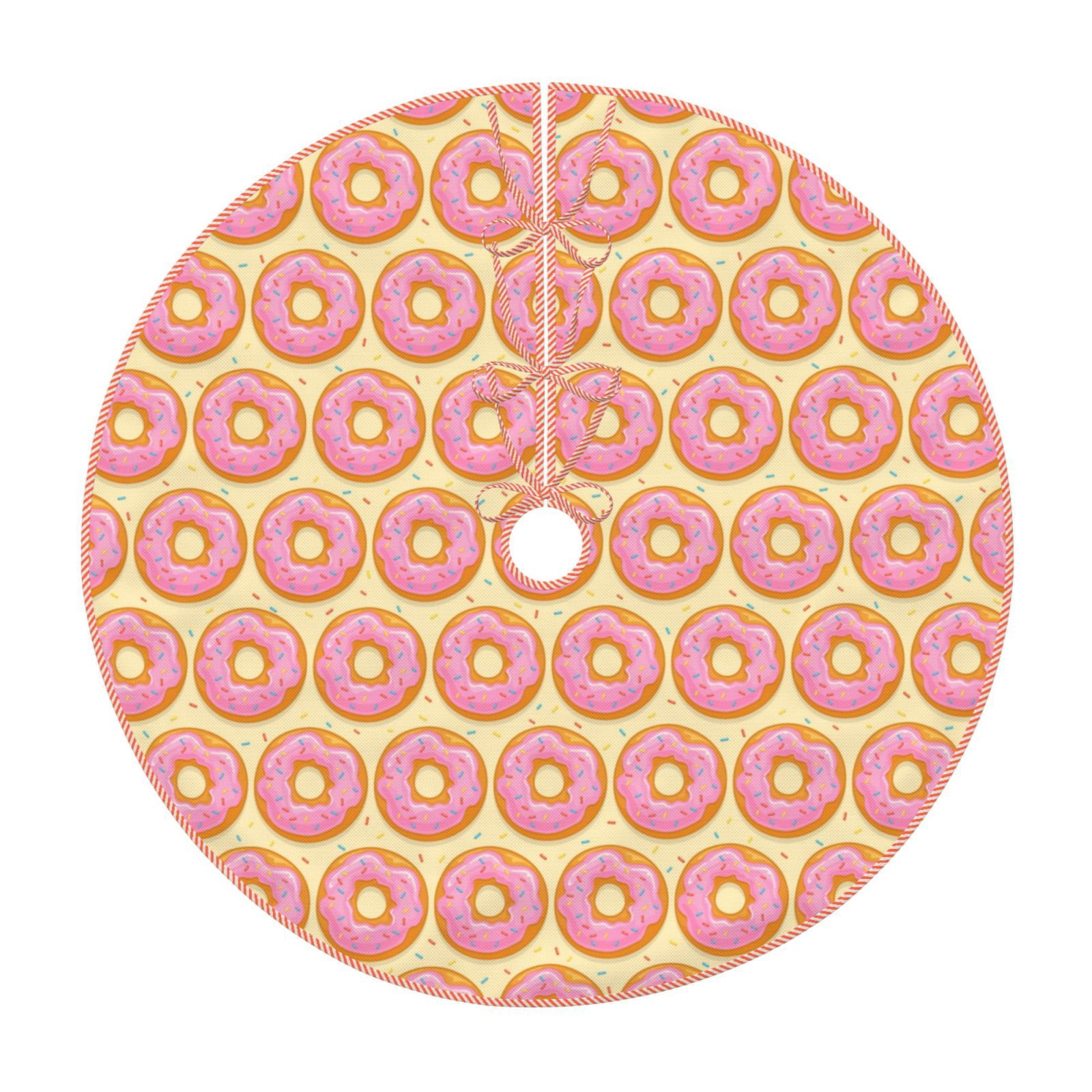 Daiia Donuts With Pink Glaze Drawing Merry Christmas Tree Skirt , Xmas ...