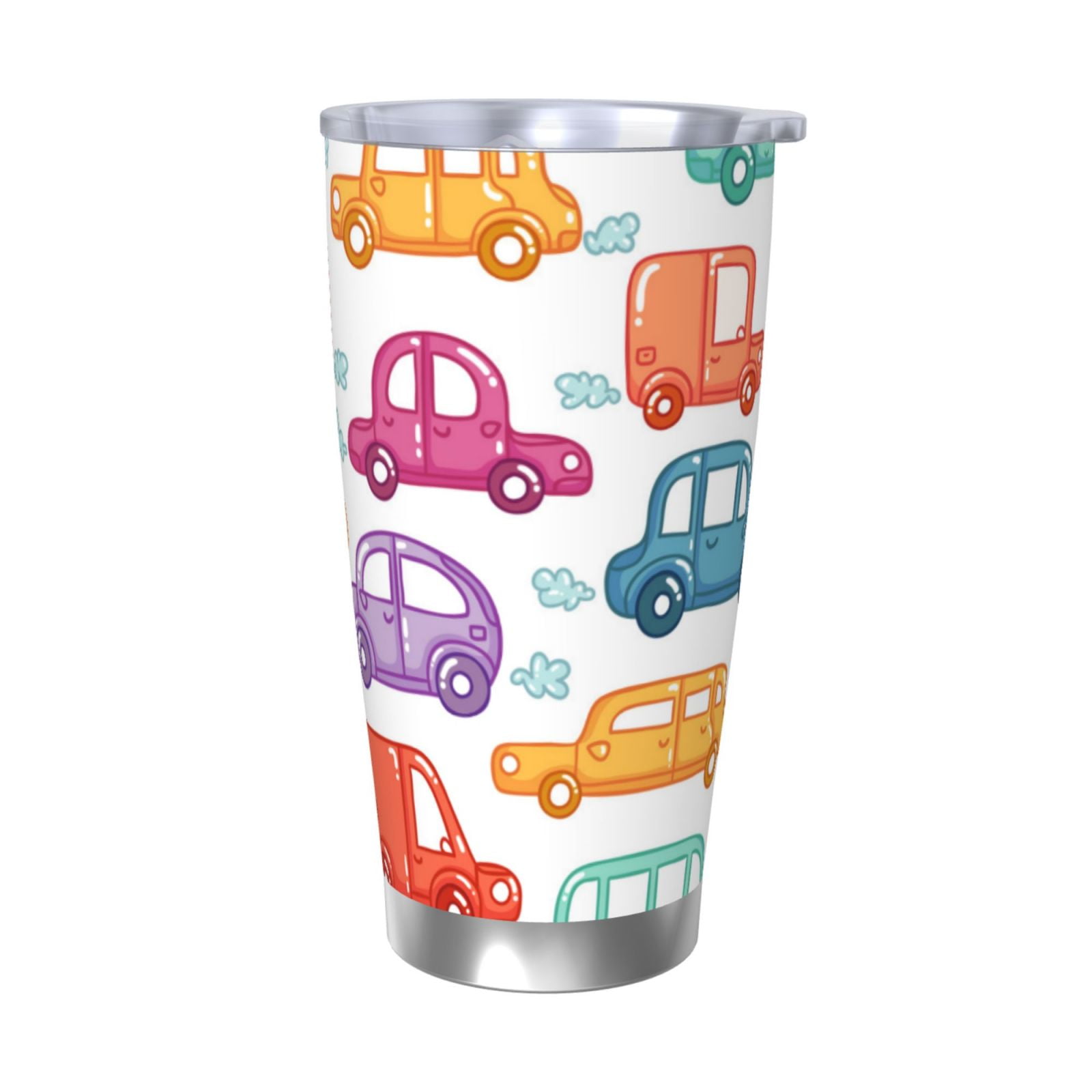 Daiia Doodle Cars Printed 20oz Insulated Coffee Cup with Straw Topper ...