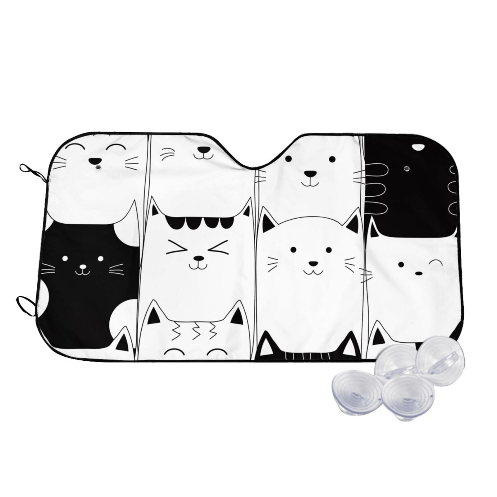 Daiia Doodle Cute Cat Windshield Sun Shade for Car SUV Truck (Small ...