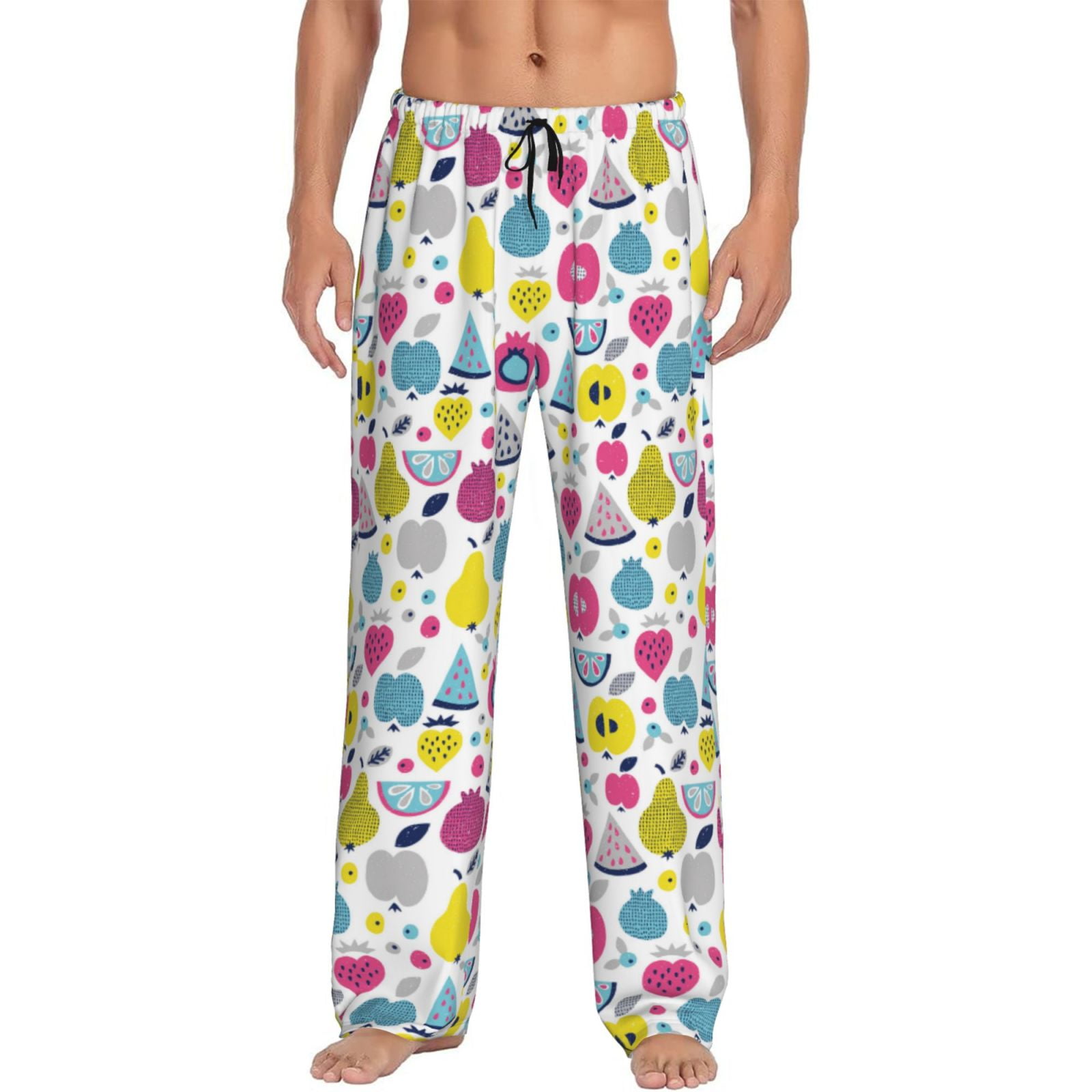 Daiia Doodle Fruits Men's Sleep Pant with Pockets and Drawstring,Pajama ...