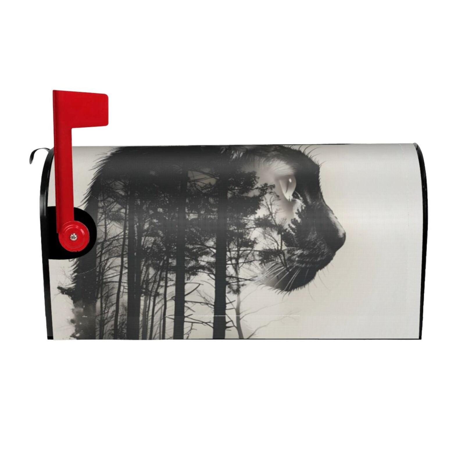 Daiia Double Exposure Cat Forest Mailbox Cover , Magnetic Welcome ...
