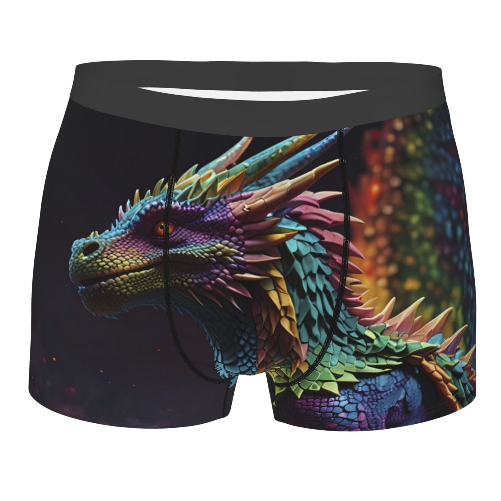 Daiia Dragon with Colorful Tail Men's Underwear Boxer Briefs, Cotton ...