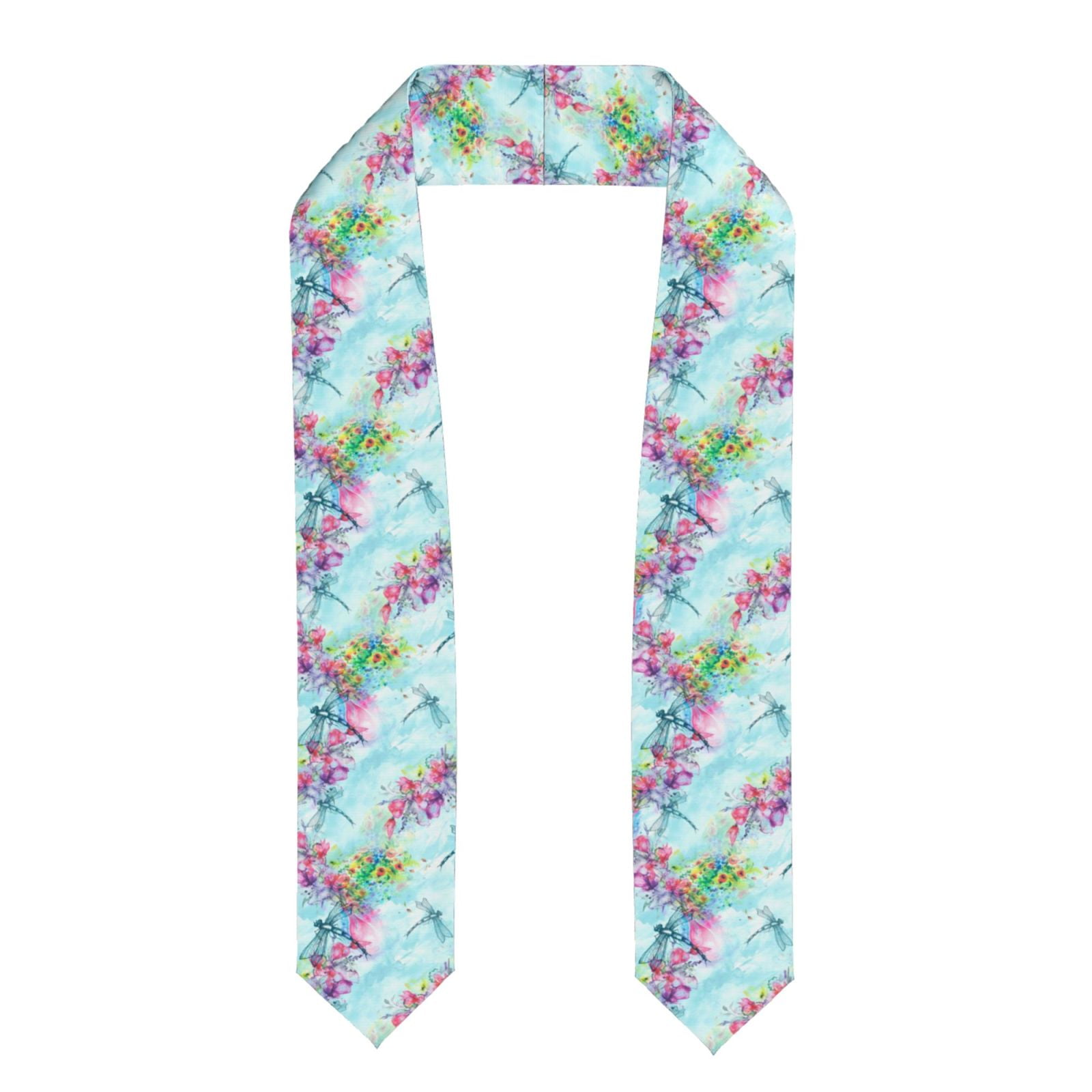 Daiia Dragonfly Floral Pattern Graduation Shawl Stole – Satin ...