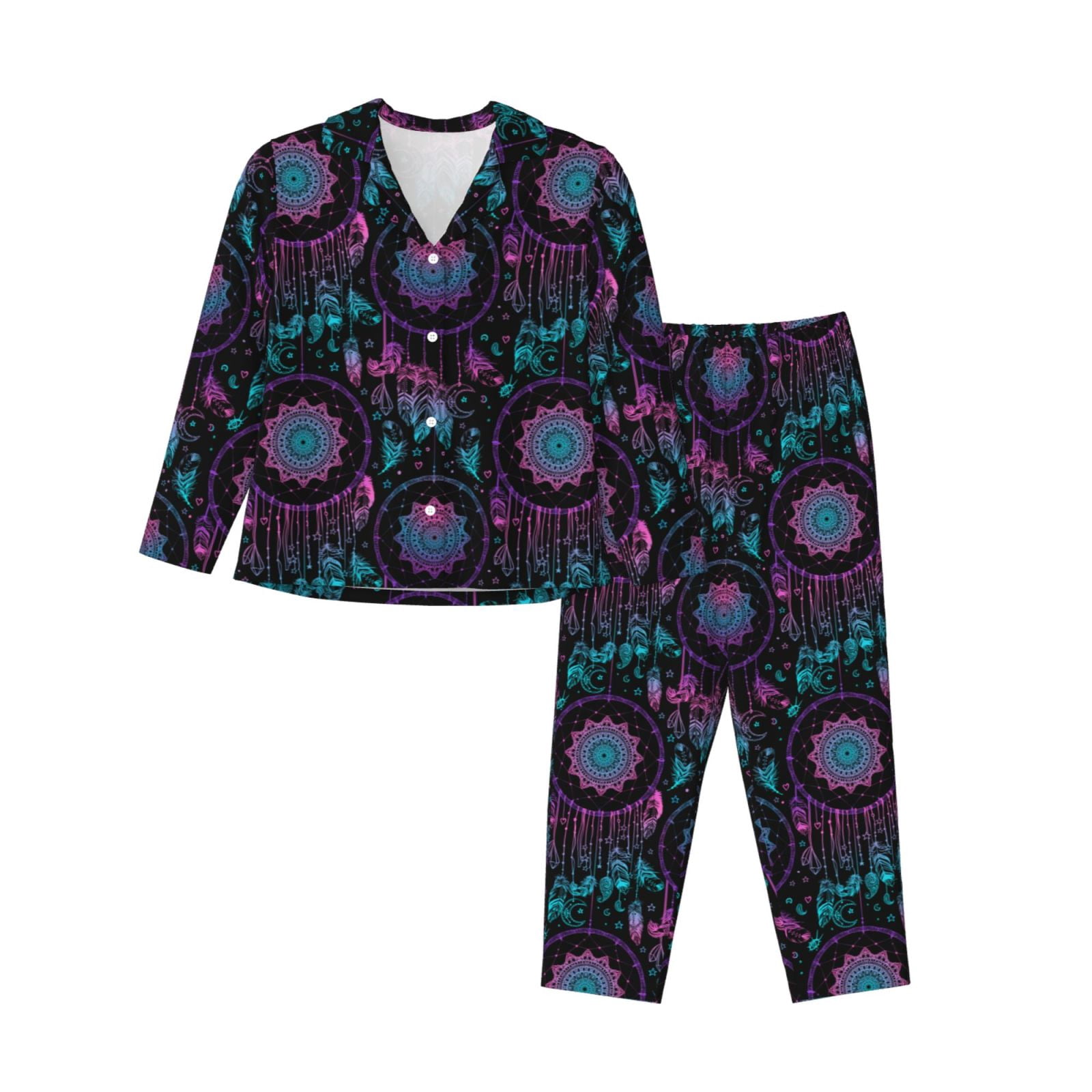 Daiia Dreamcatcher With Feathers for Women's Long-Sleeved Pajama Set ...