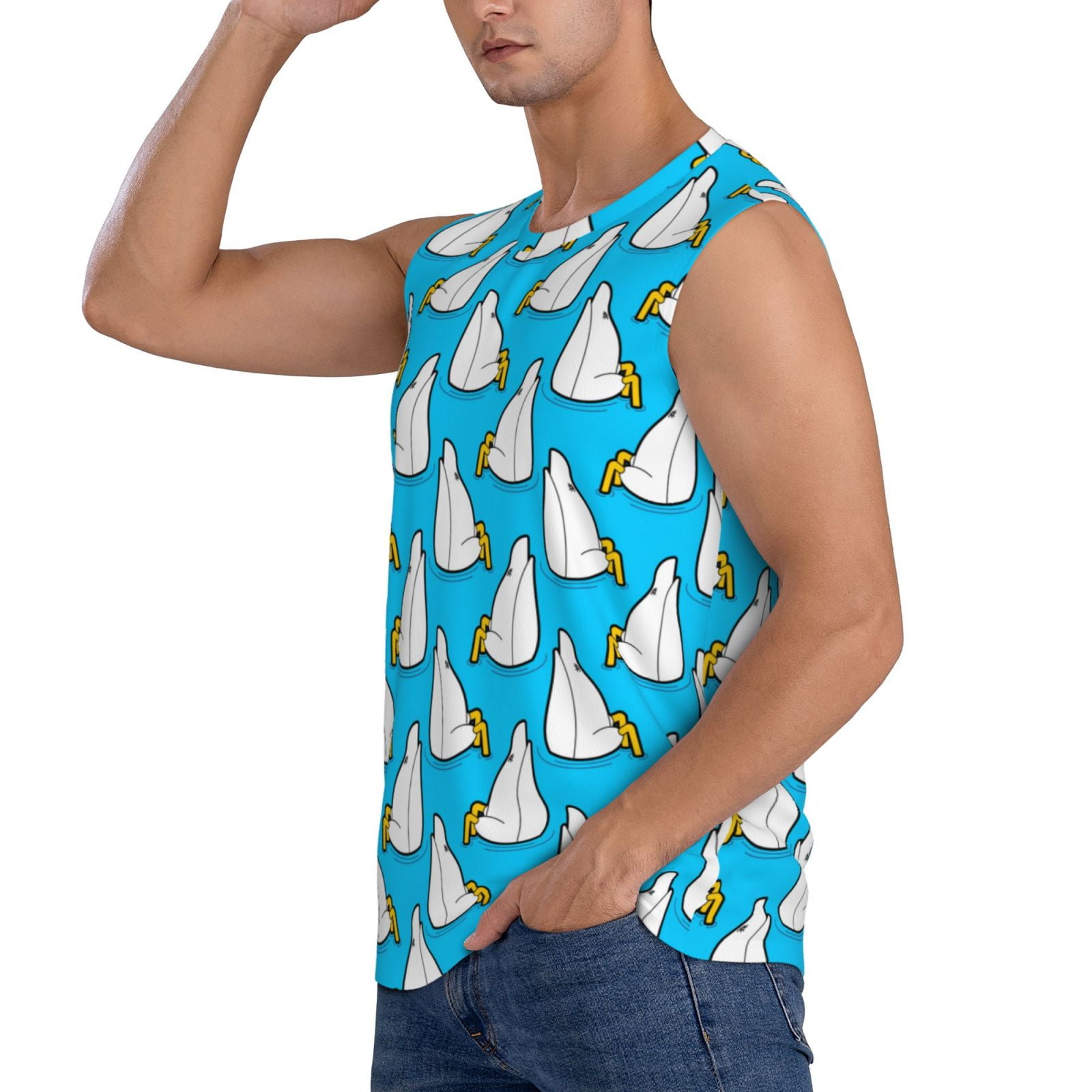 Daiia Duck Dives Printed Men's Tank Tops,Casual Soft Sleeveless Gym ...