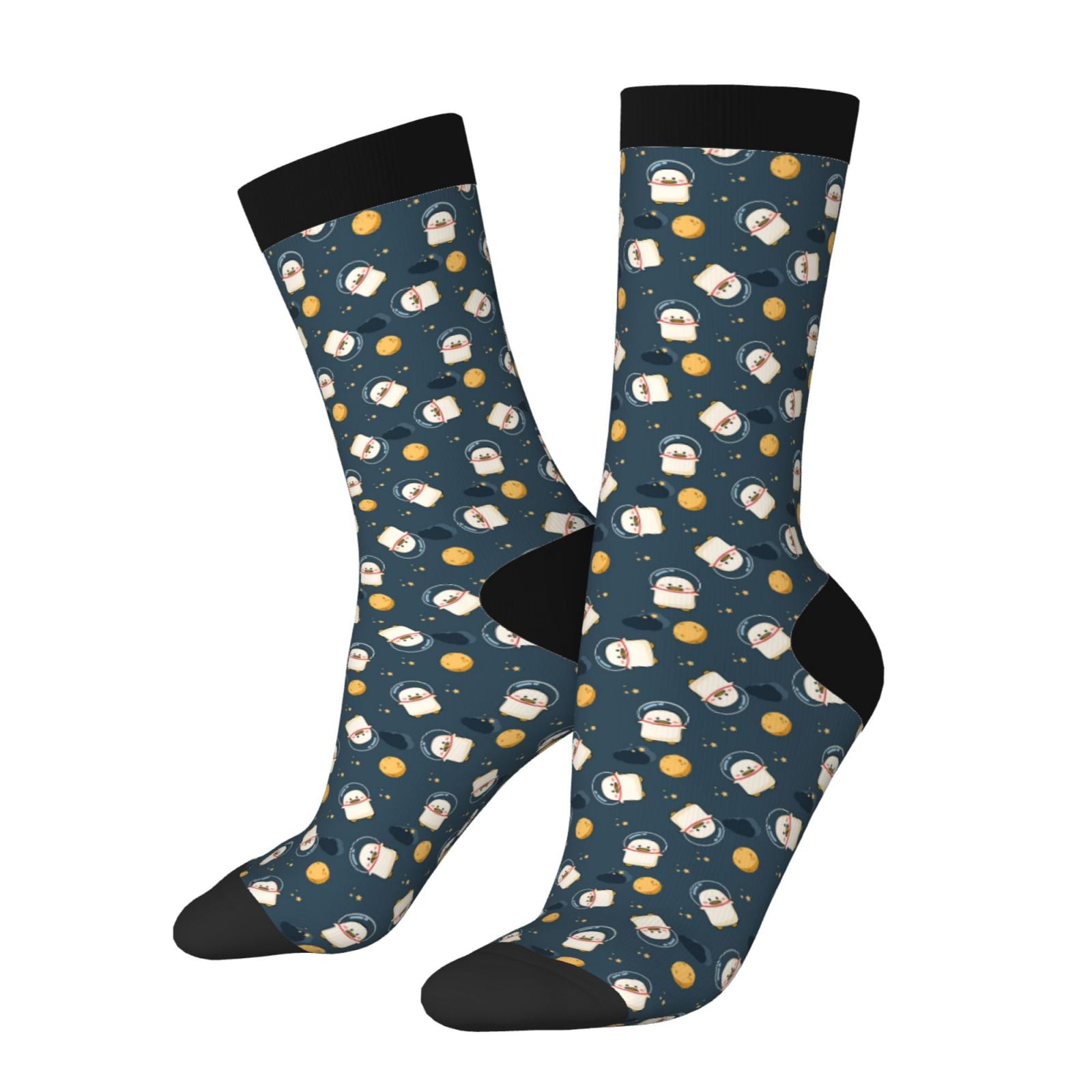 Daiia Duck In The Space Print Crew Socks – Soft Breathable Long Socks ...