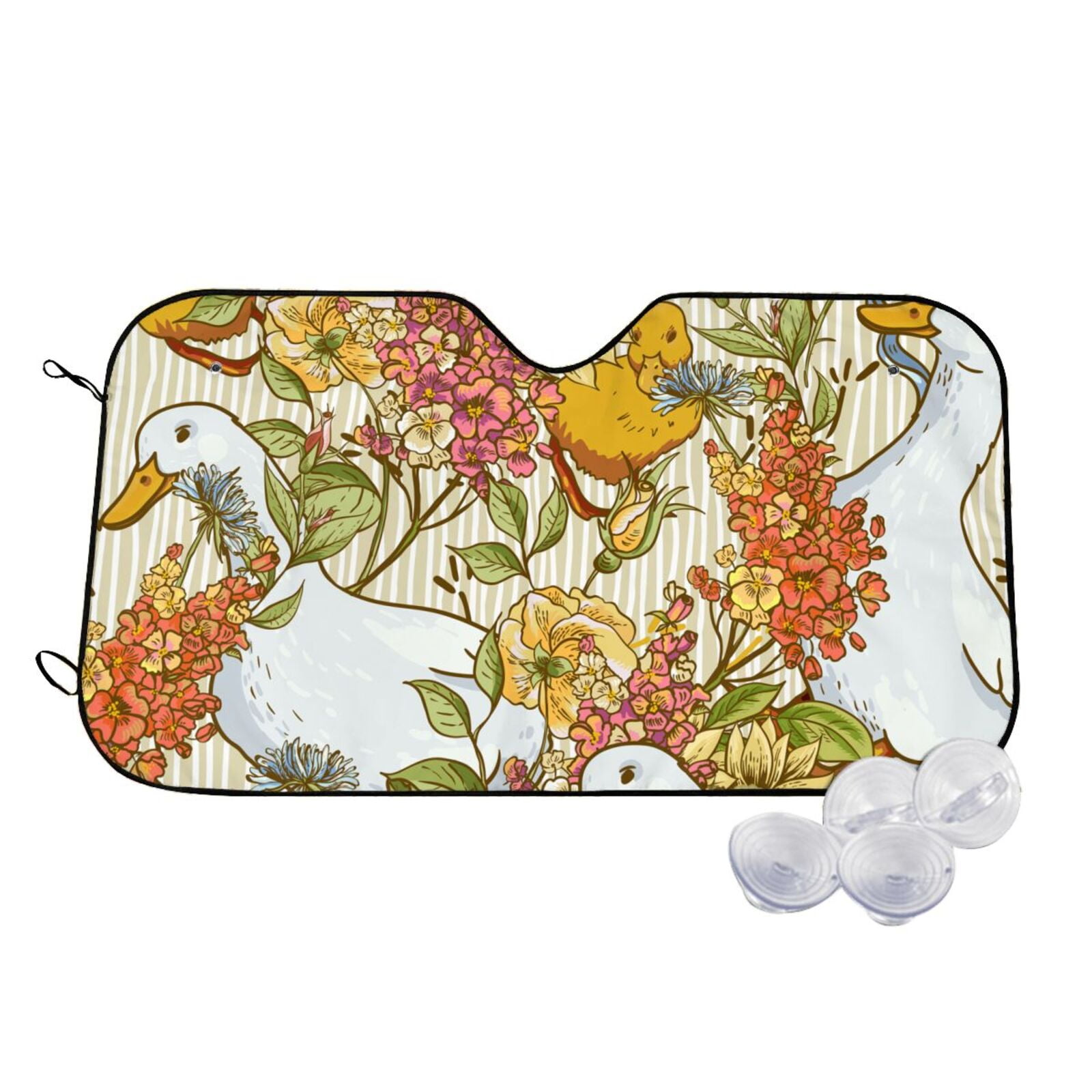Daiia Ducks and Flowers Windshield Sun Shade for Car SUV Truck (Small ...