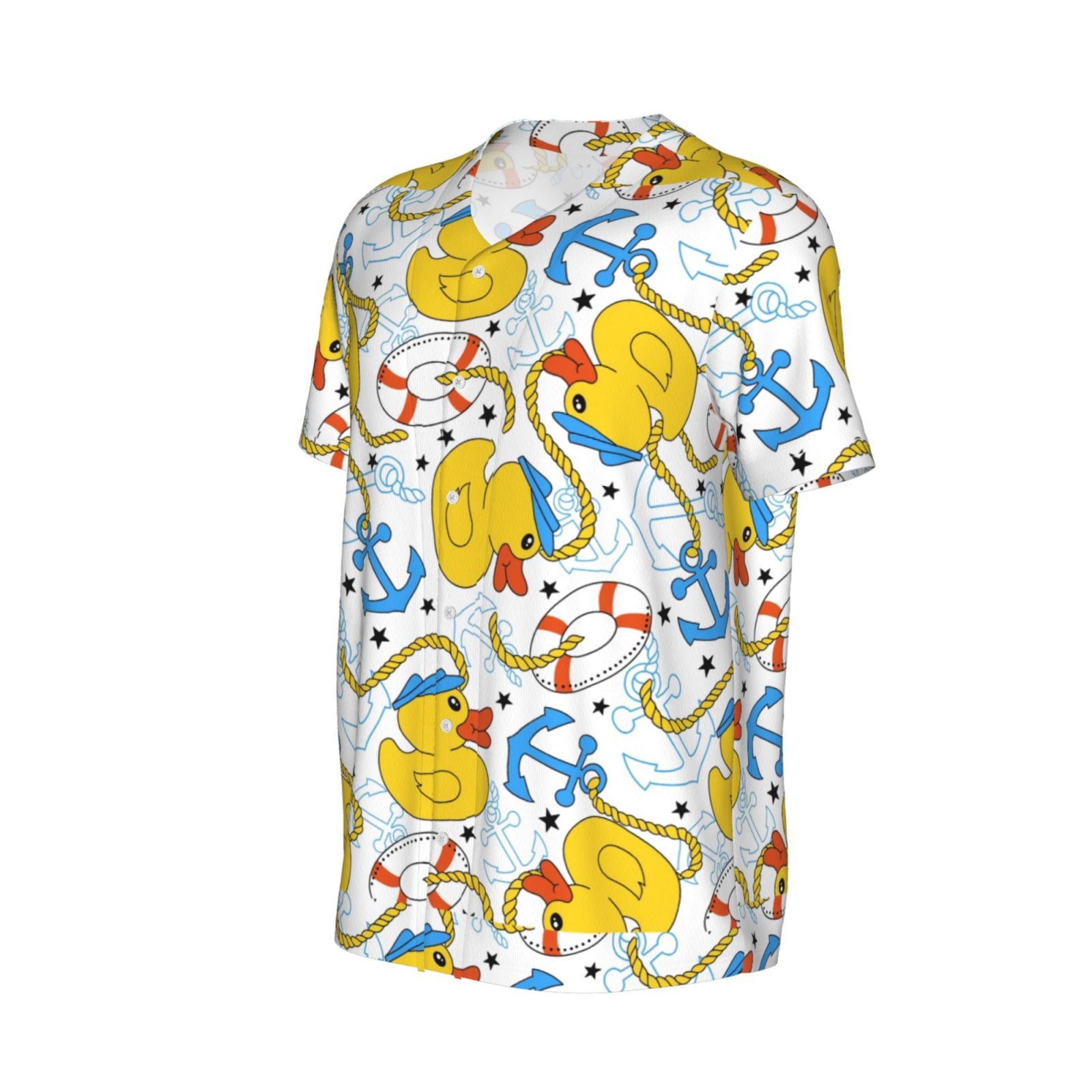 Daiia Ducks and Anchors Mens Baseball Jersey Button Down Shirts Short ...