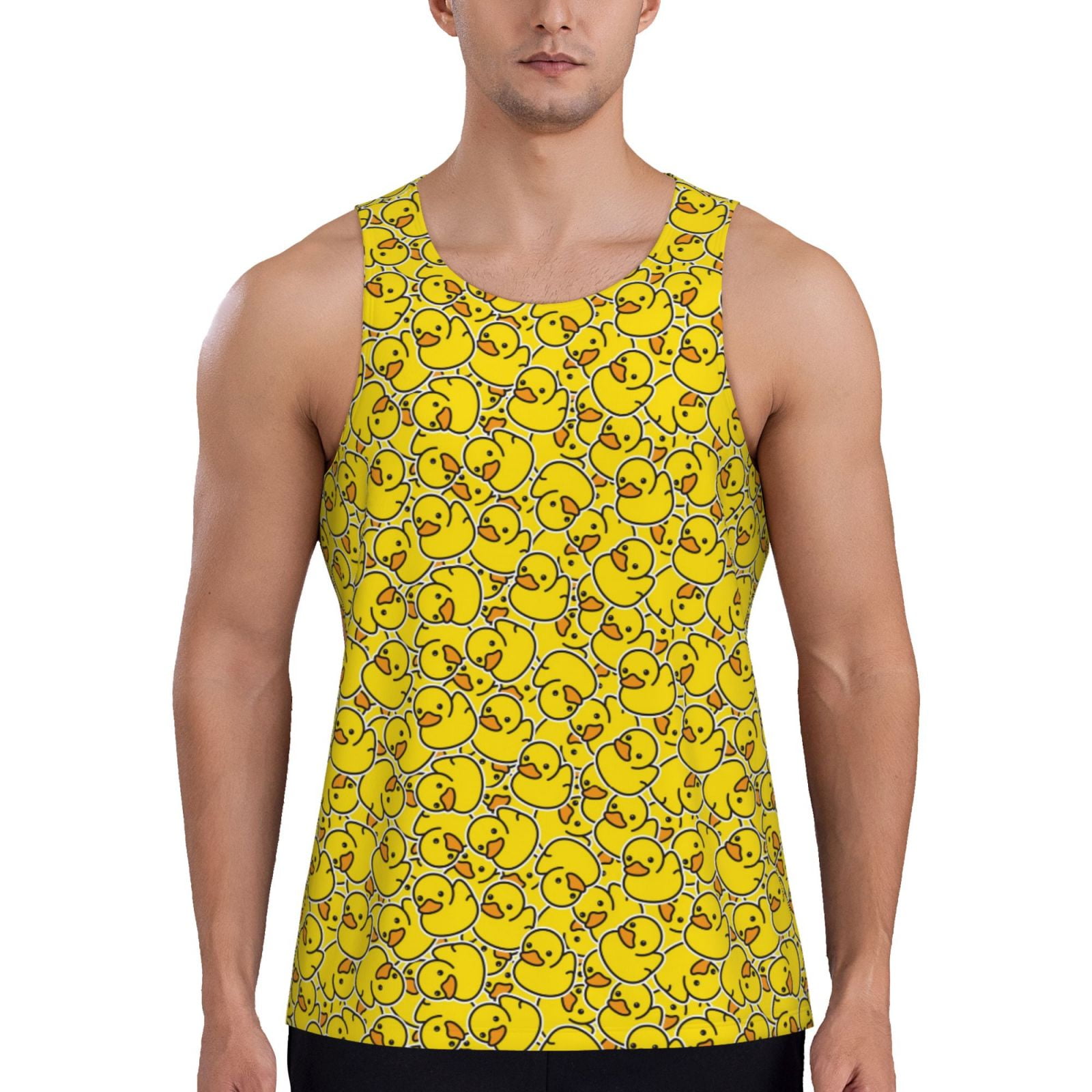 Daiia Ducky Cartoon Animal Yellow Printed Men's Quick Dry Fit Muscle ...
