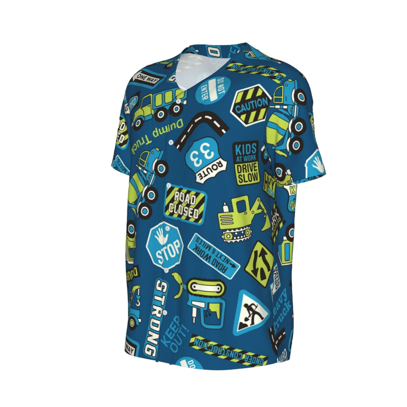 Daiia Dump Truck Mens Baseball Jersey Button Down Shirts Short Sleeve ...